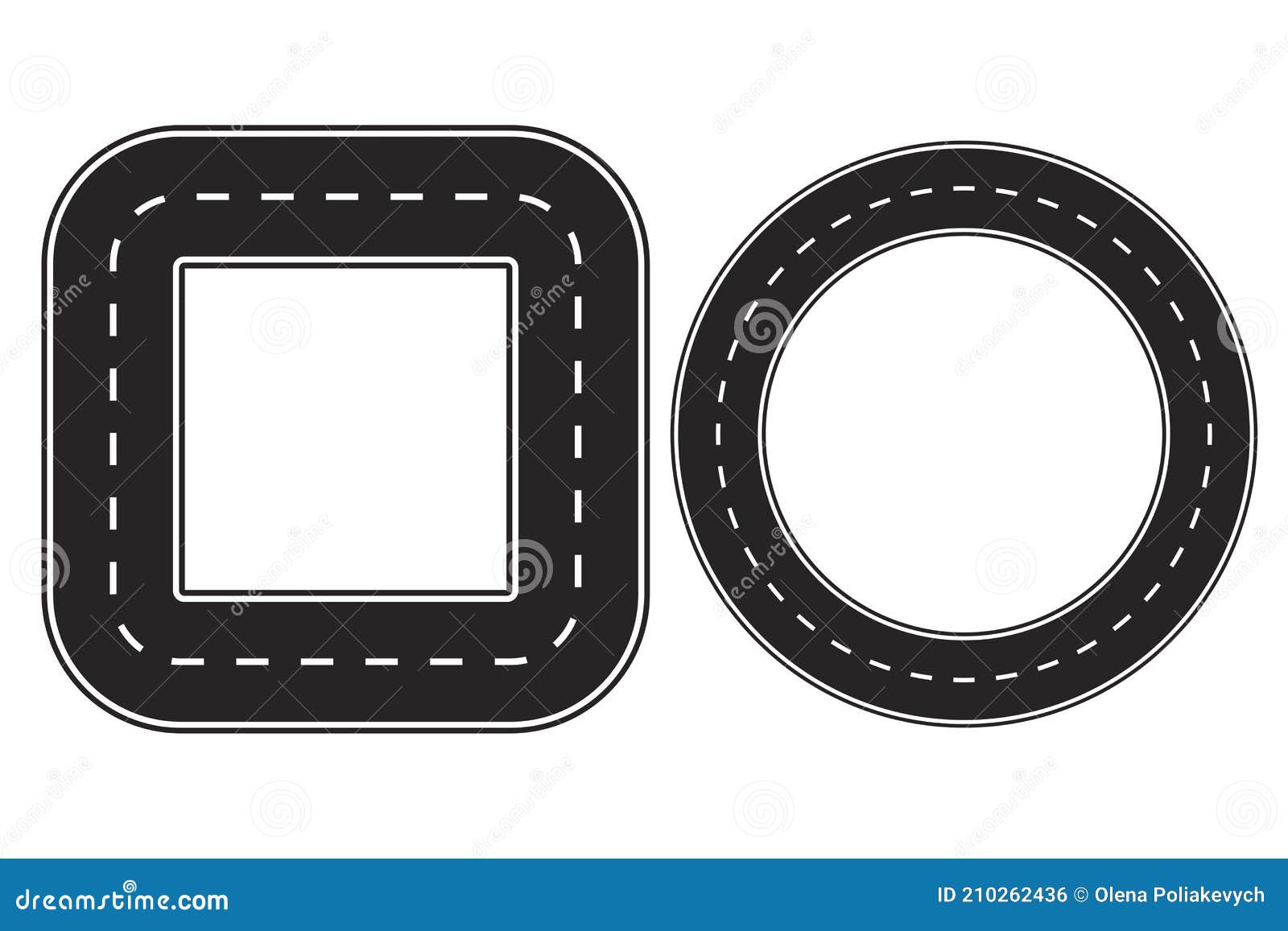 Square Road. Circle Road. Path Shapes. Motion Concept. Vector Abstract ...