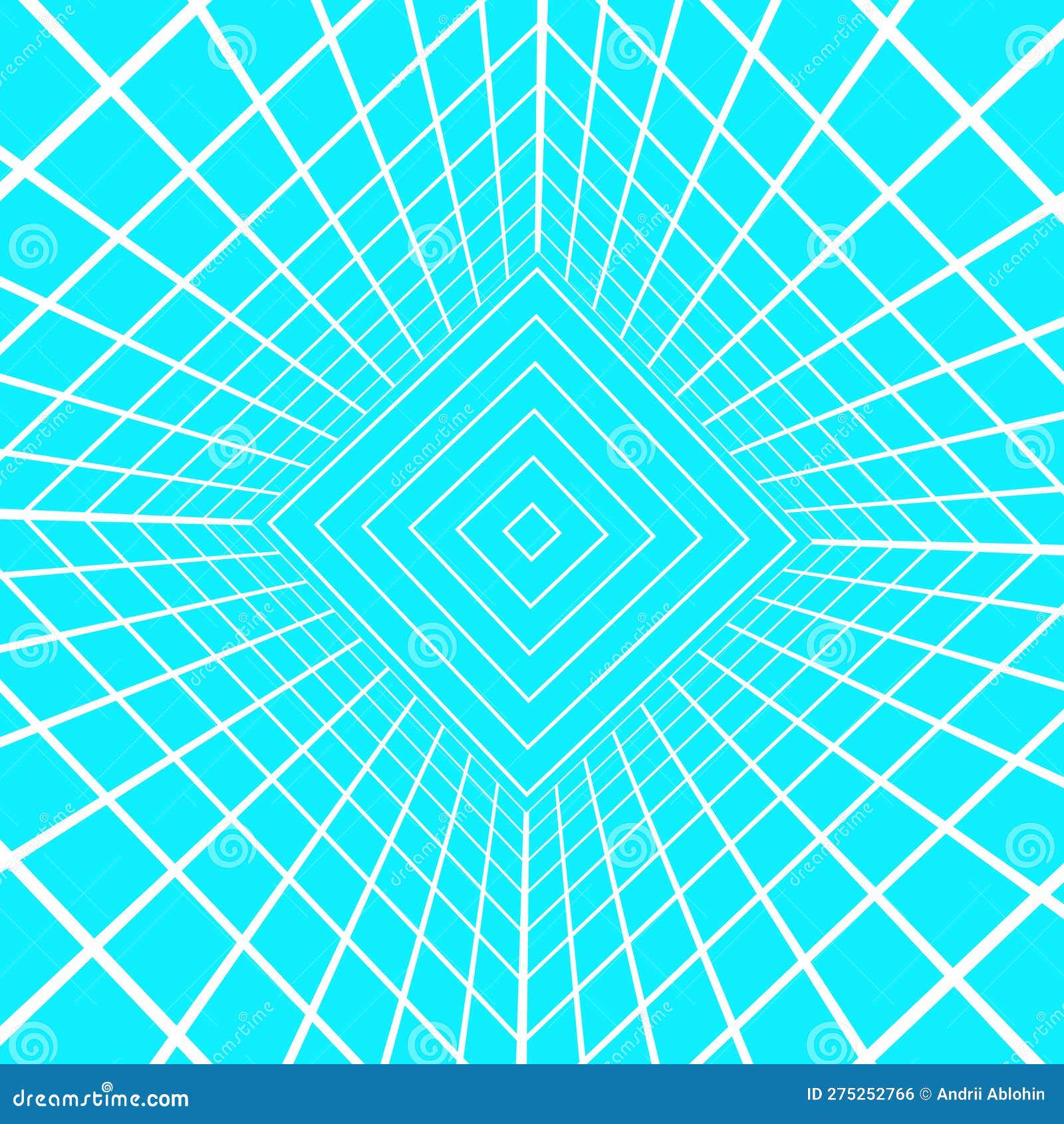 Square Room White Wireframe In Perspective On Blue Background. Hallway ...