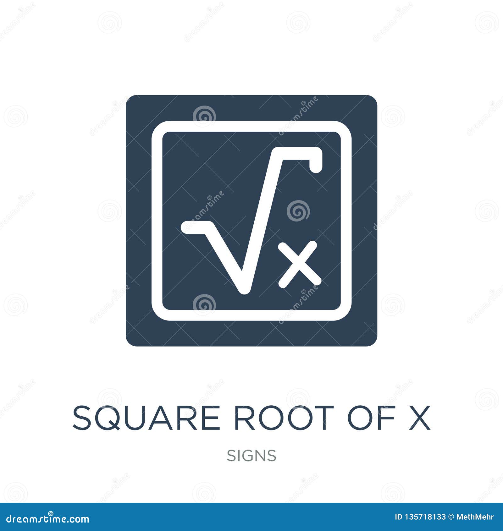 Square Root of X Icon in Trendy Design Style. Square Root of X Icon ...