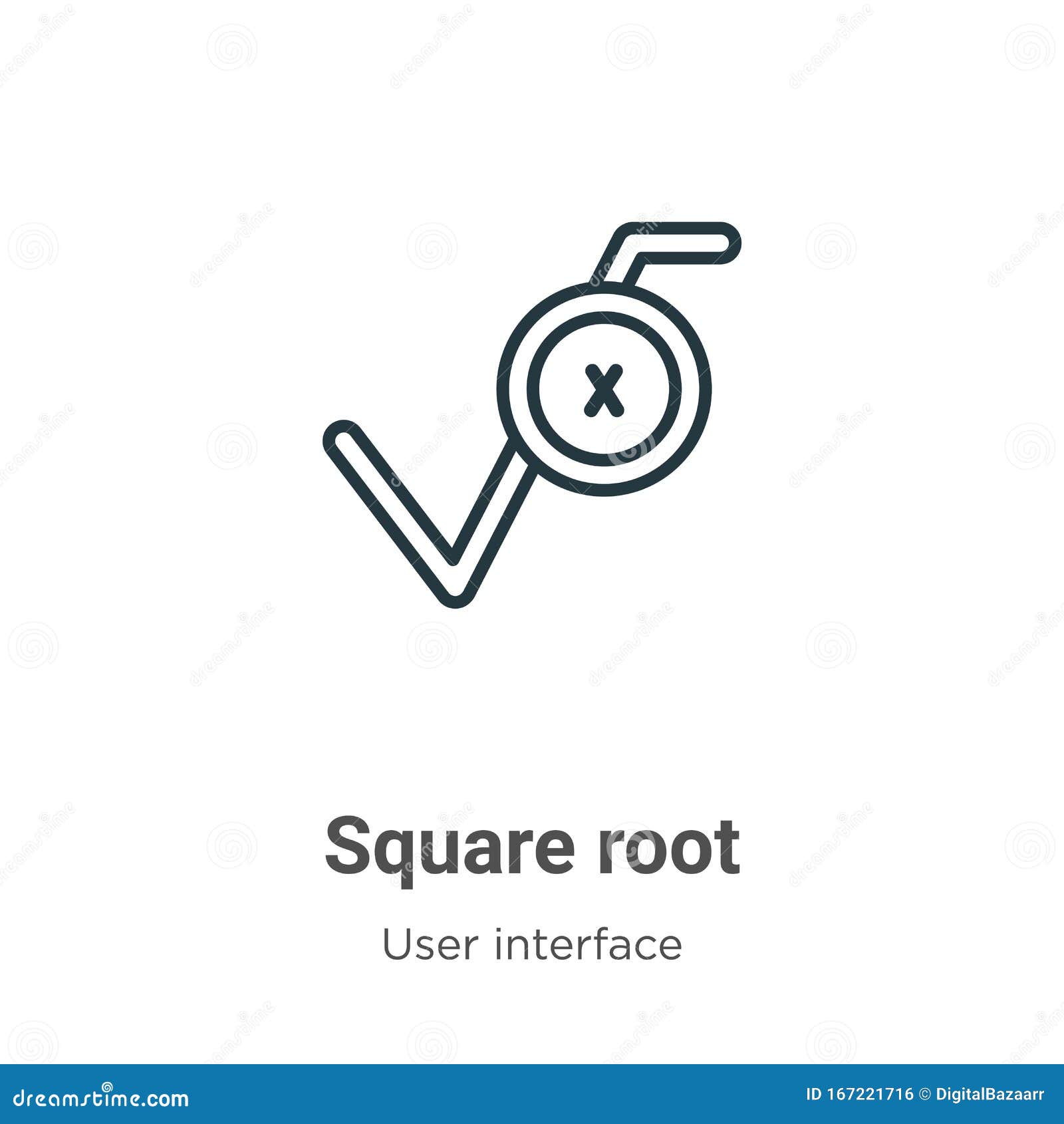 Square Root Outline Vector Icon. Thin Line Black Square Root Icon, Flat ...