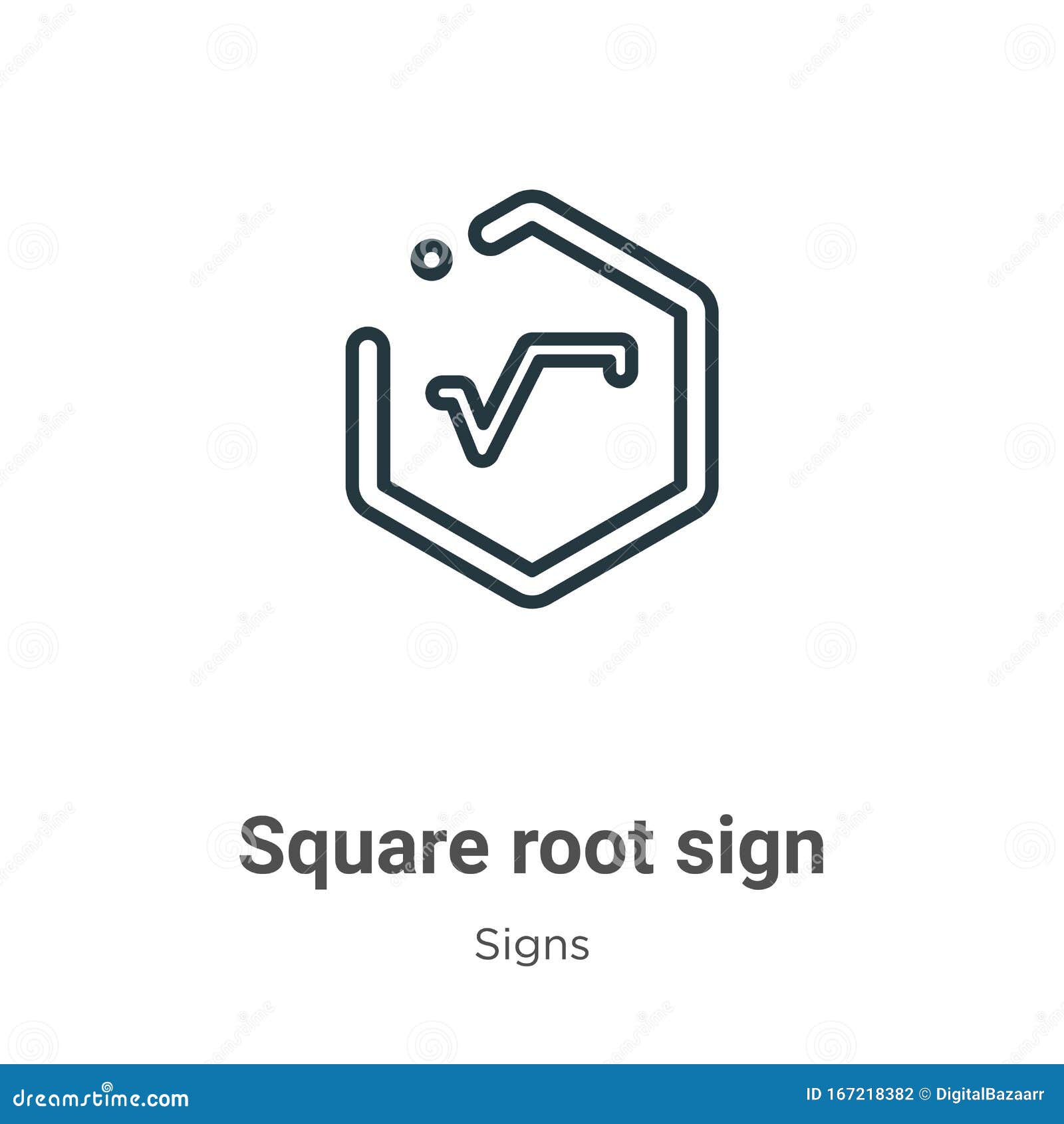 Square Root Sign Outline Vector Icon. Thin Line Black Square Root Sign ...