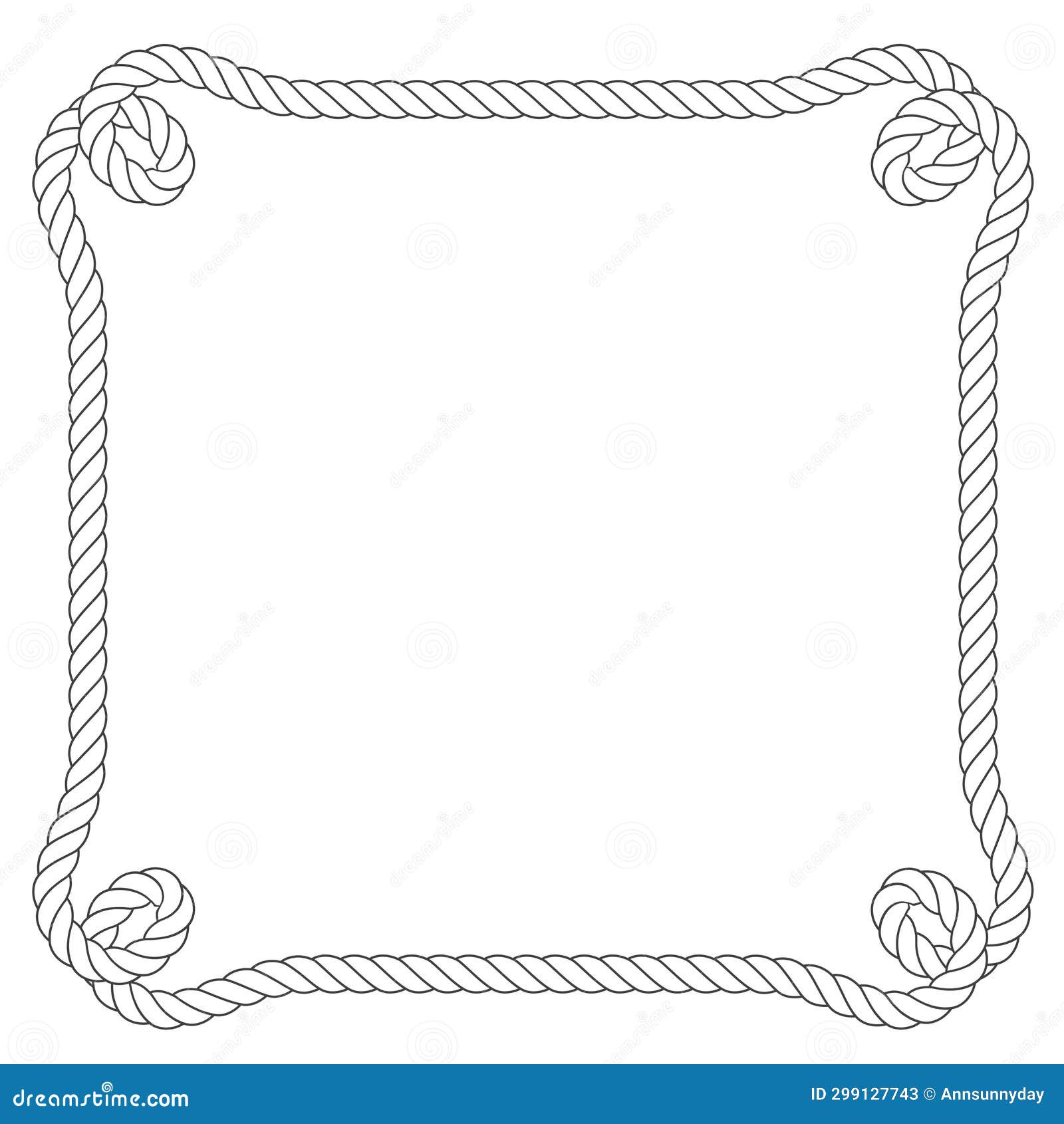 Square Rope Frame with Loops in Corners, Twine Simple Border Stock ...