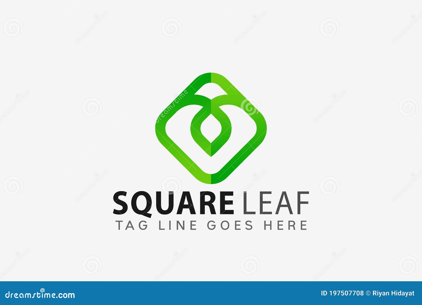 Square Round Green Leaf Logo Design Vector Illustration Stock Vector ...