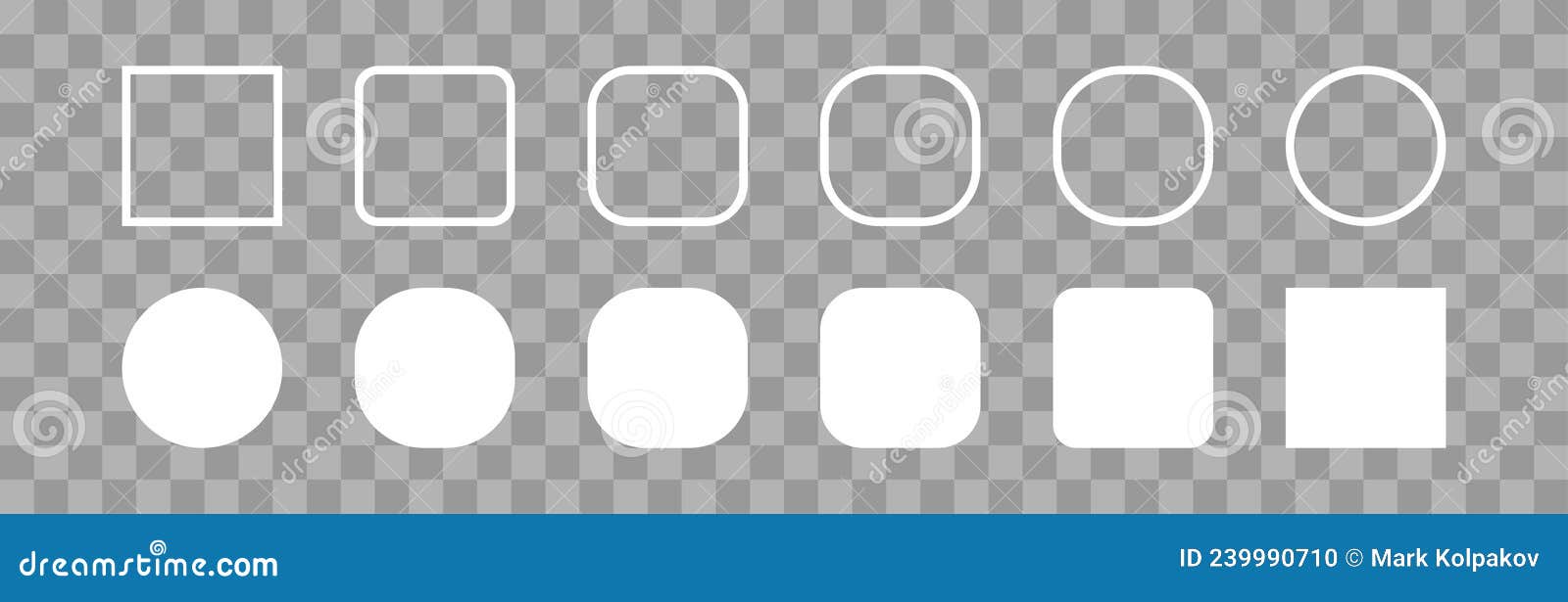 Square and Round Set White Icon. Shape Basic Empty Blank Stock Vector ...