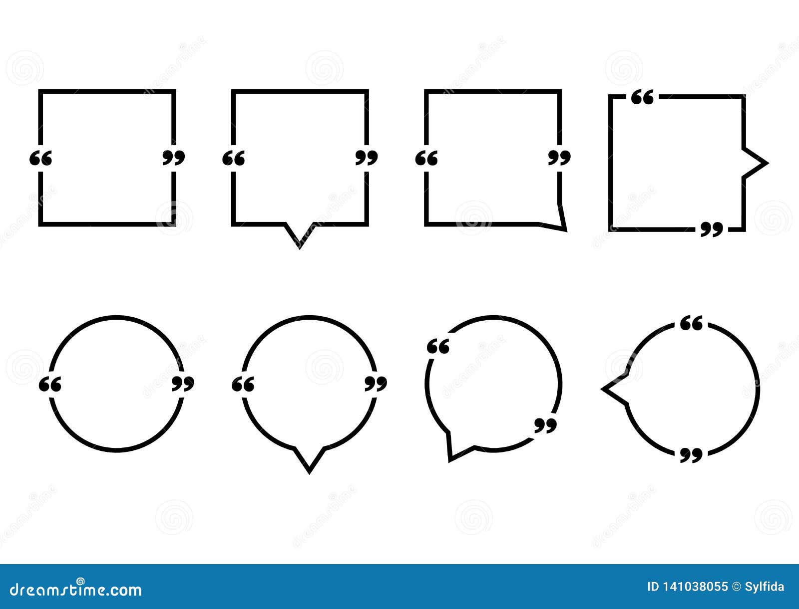 Square and Round Speech Bubbles Quote. Vector Illustration Stock ...