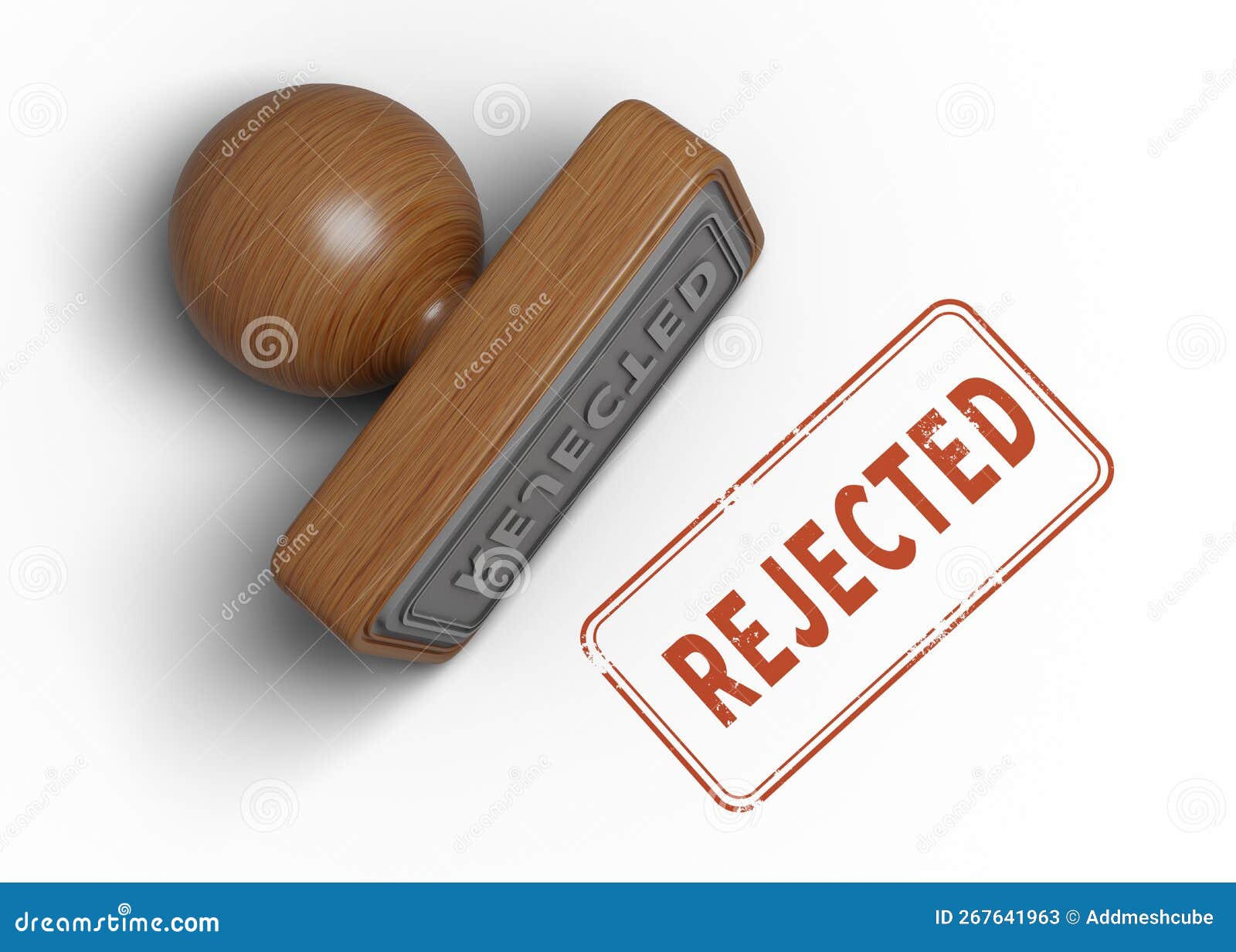 Square Rubber Stamp with the Word Rejected ,3d Stock Image ...