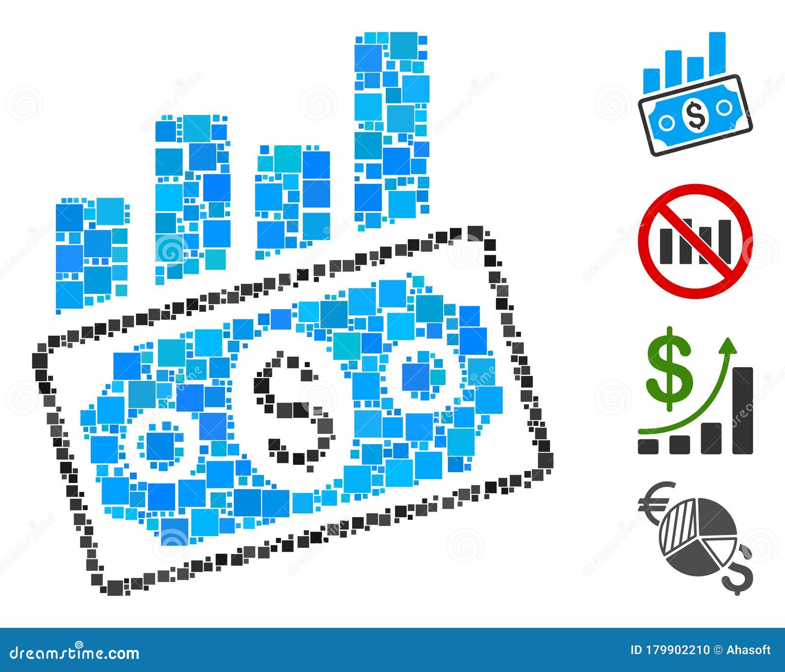 Square Sales Bar Chart Icon Vector Collage Stock Illustration ...