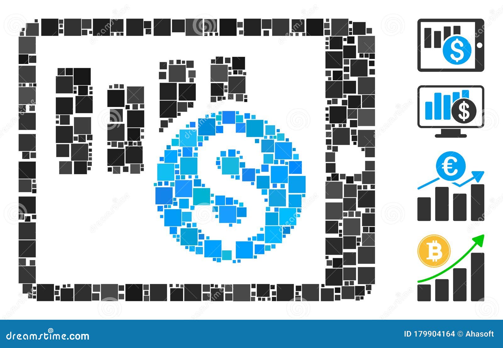 Square Sales Chart on PDA Icon Vector Collage Stock Illustration ...