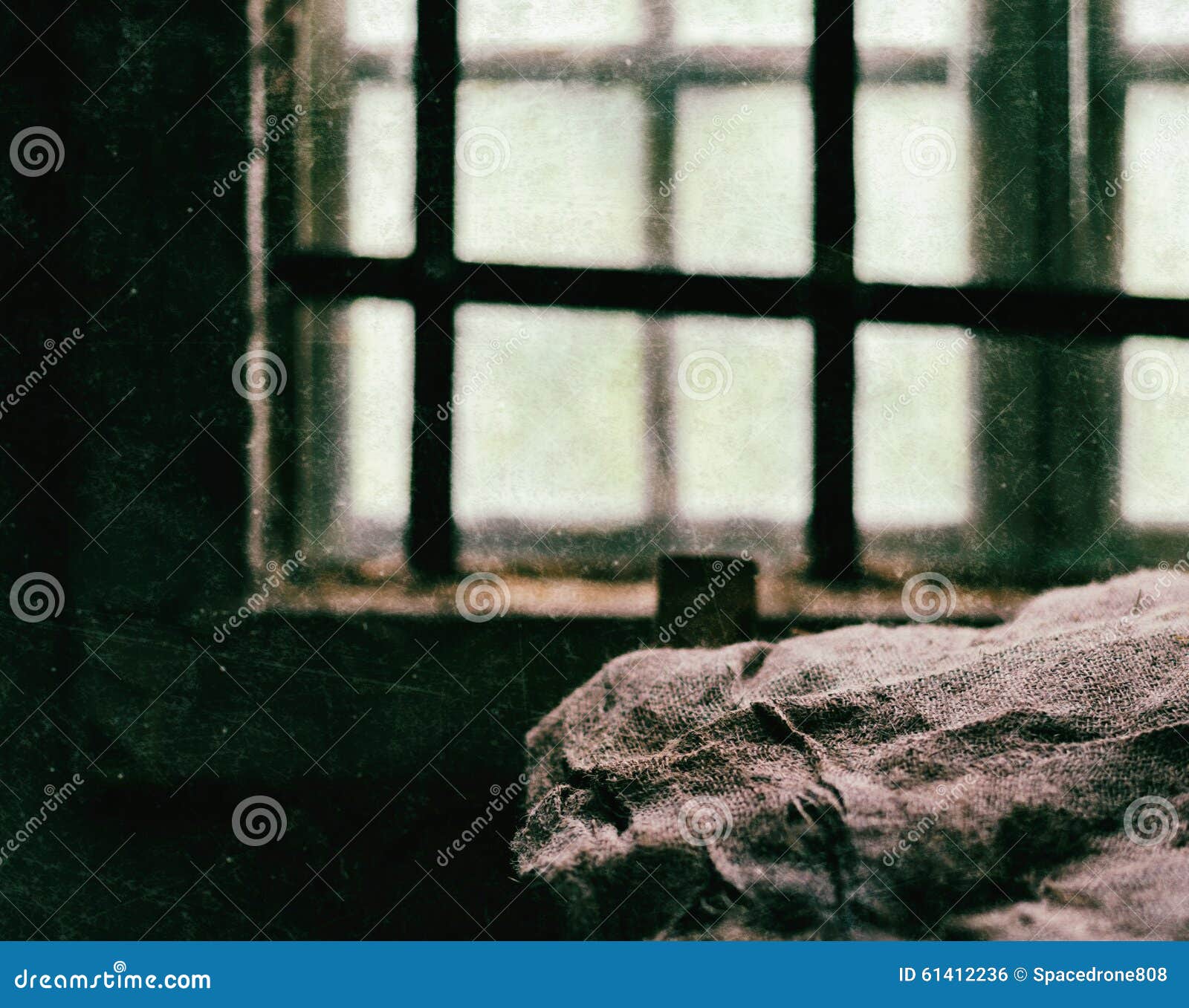 Square Scratched Prison Window with Bunk Stock Photo - Image of limited ...