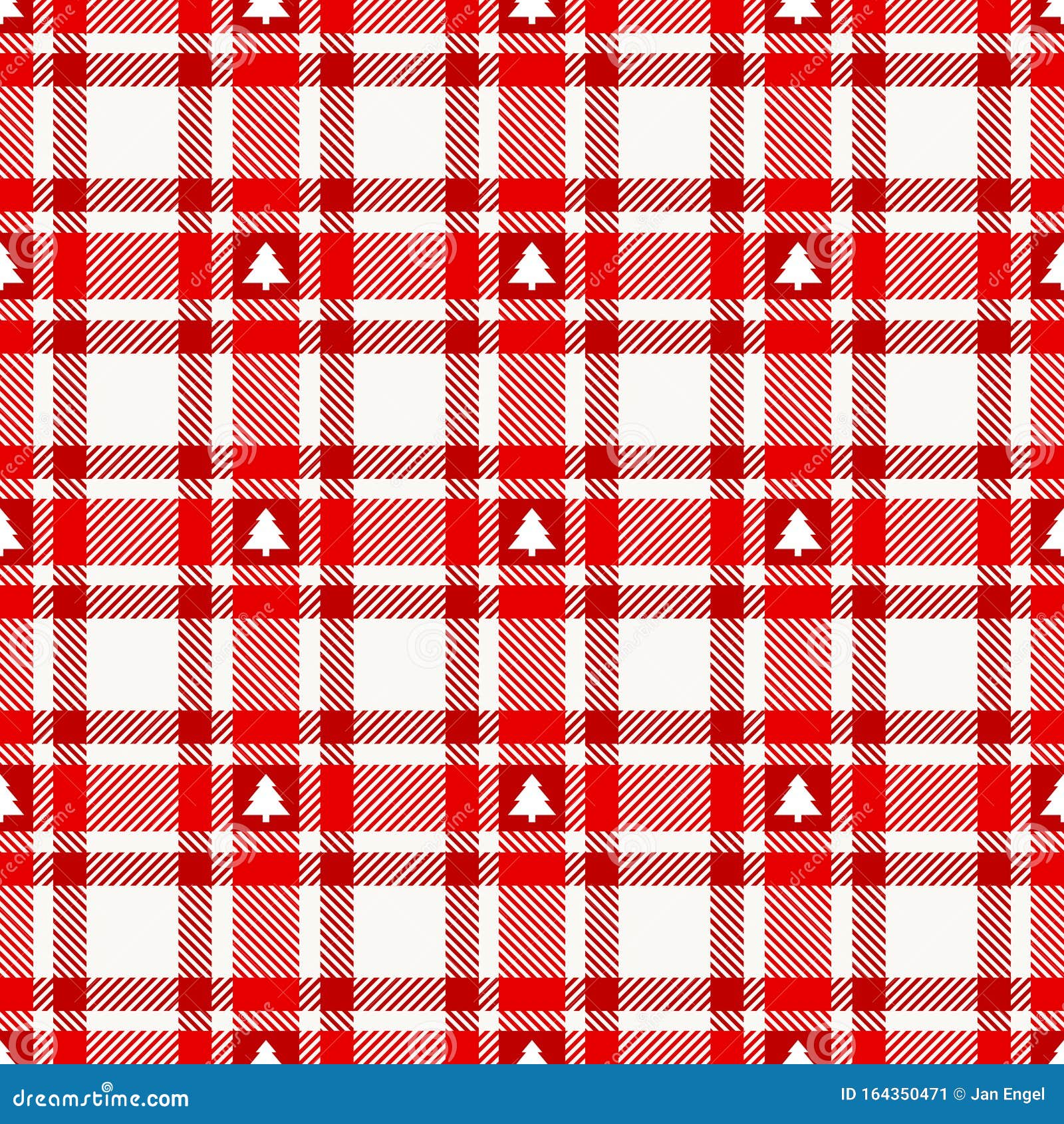 Seamless Christmas Pattern Straight Check with Trees Red and White ...