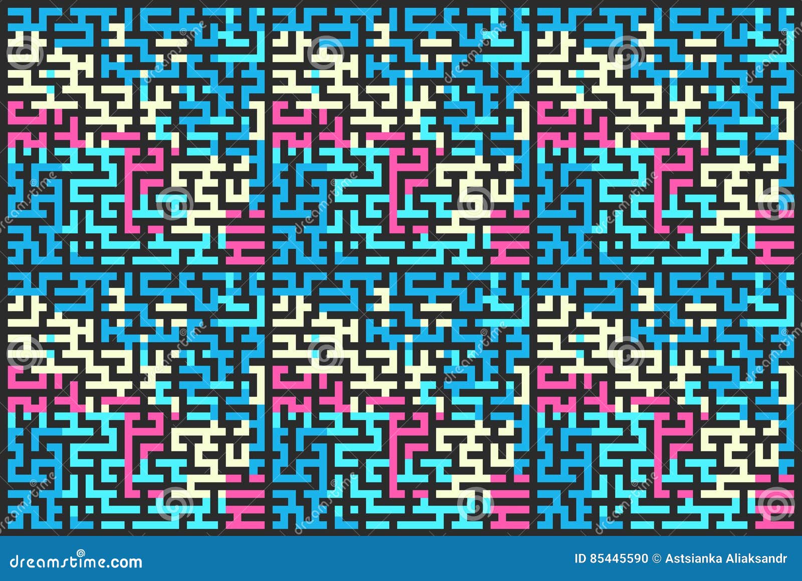Square Seamless Pattern of Colored Labyrinth, Flat Illustration Stock ...
