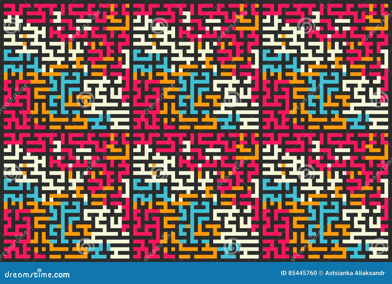 Square Seamless Pattern of Colored Labyrinth, Flat Illustration Stock ...