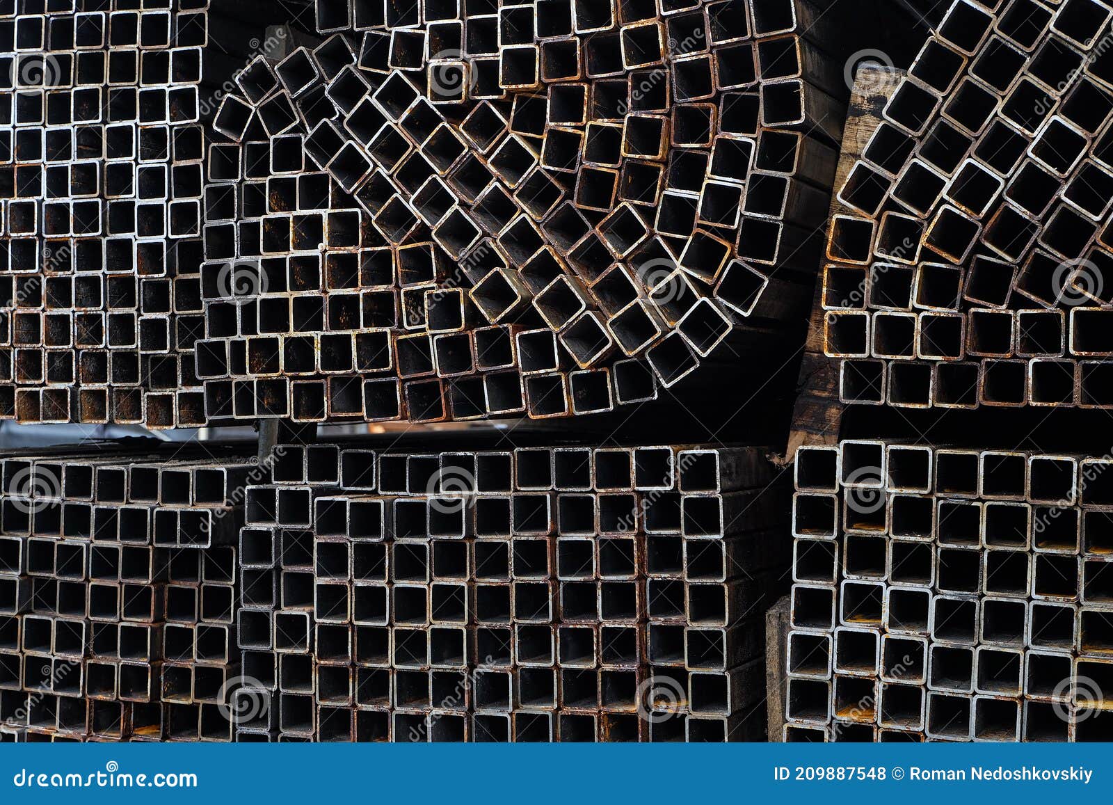 Square Section Steel Closed Profiles Metal Structures in Stack Stock ...