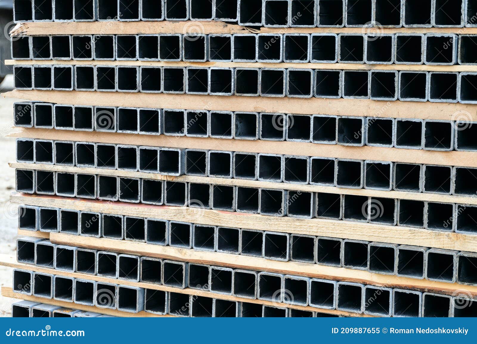 Square Section Steel Closed Profiles Metal Structures in Stack Stock ...