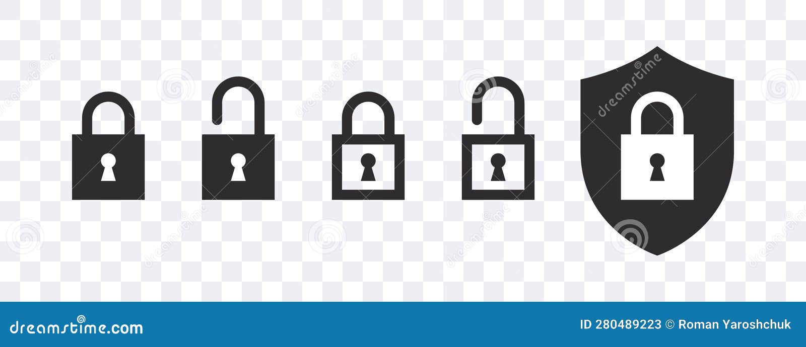 Square Security Lock Icons. Padlocks Icons. Security Symbol Badges ...