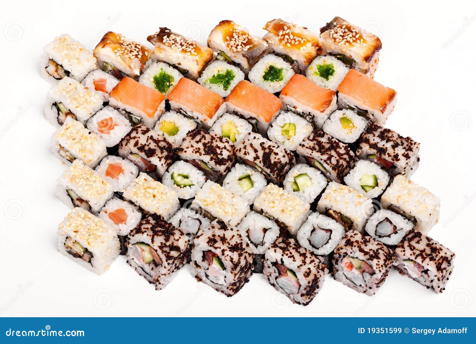 Square Set of Different Rolls Stock Image - Image of restaurant ...