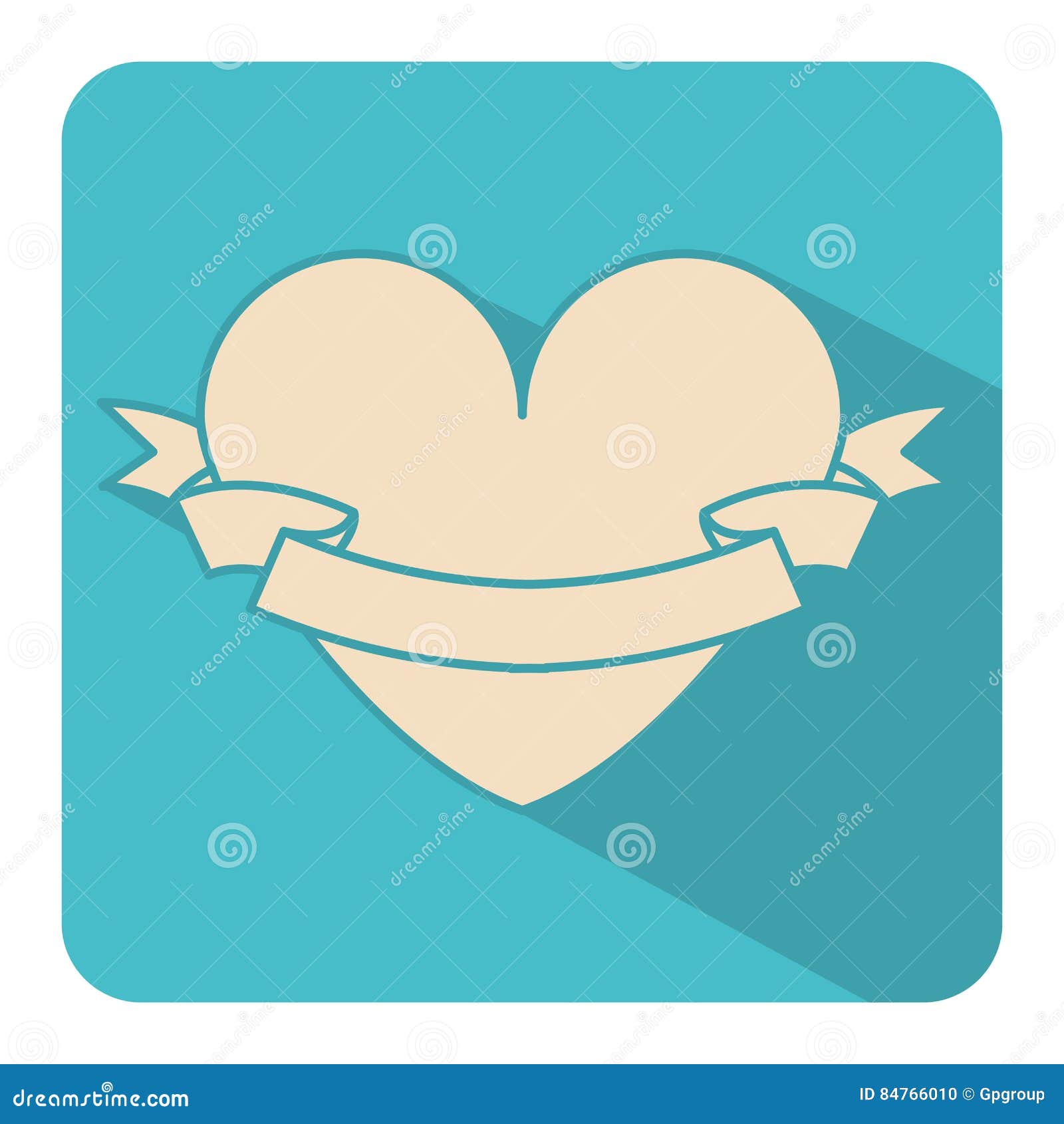 Square Shape with Big Heart and Label Stock Vector - Illustration of ...