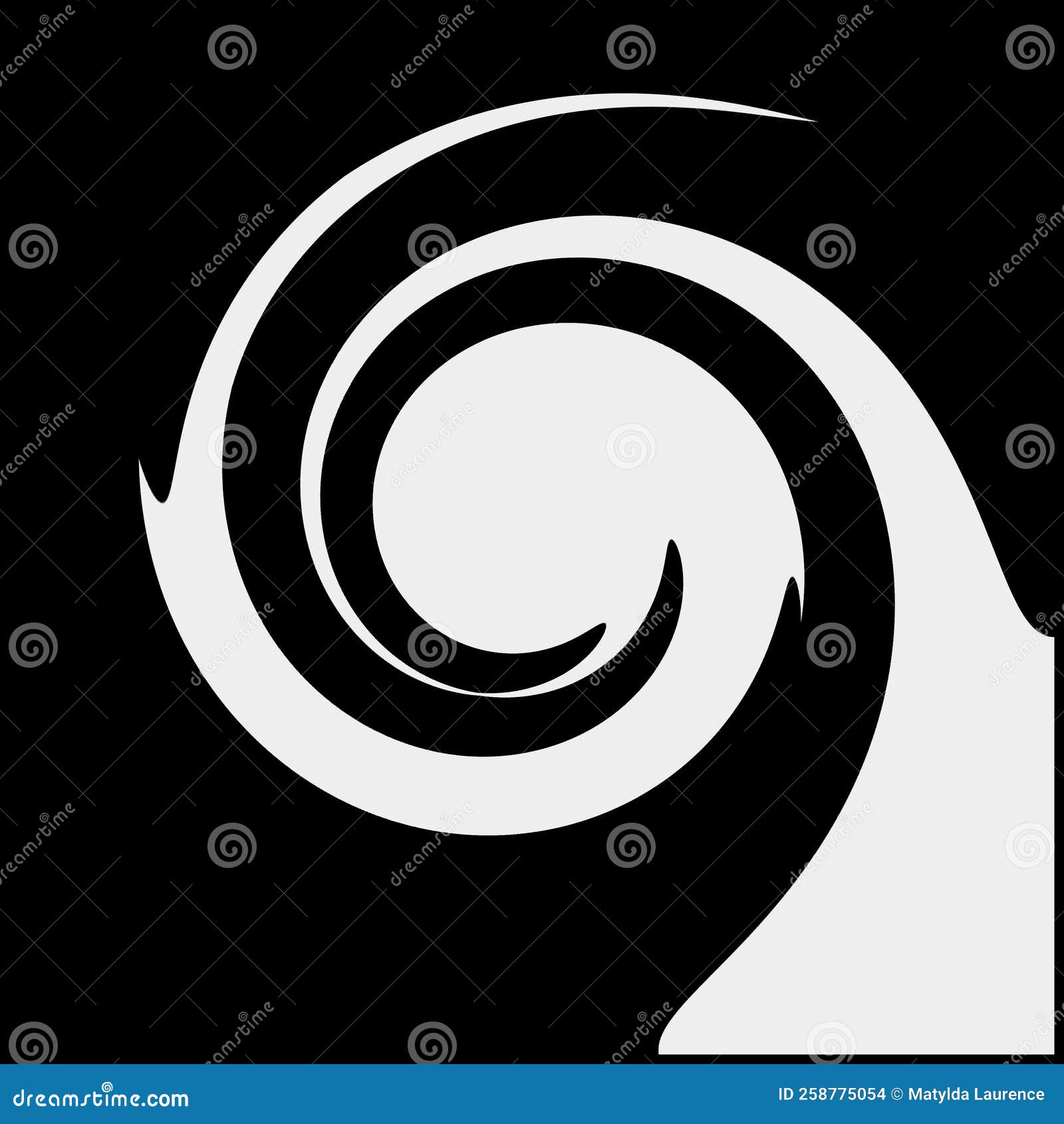 Black and White Graphic Design. Circular Swirl with Sharp Points Stock ...