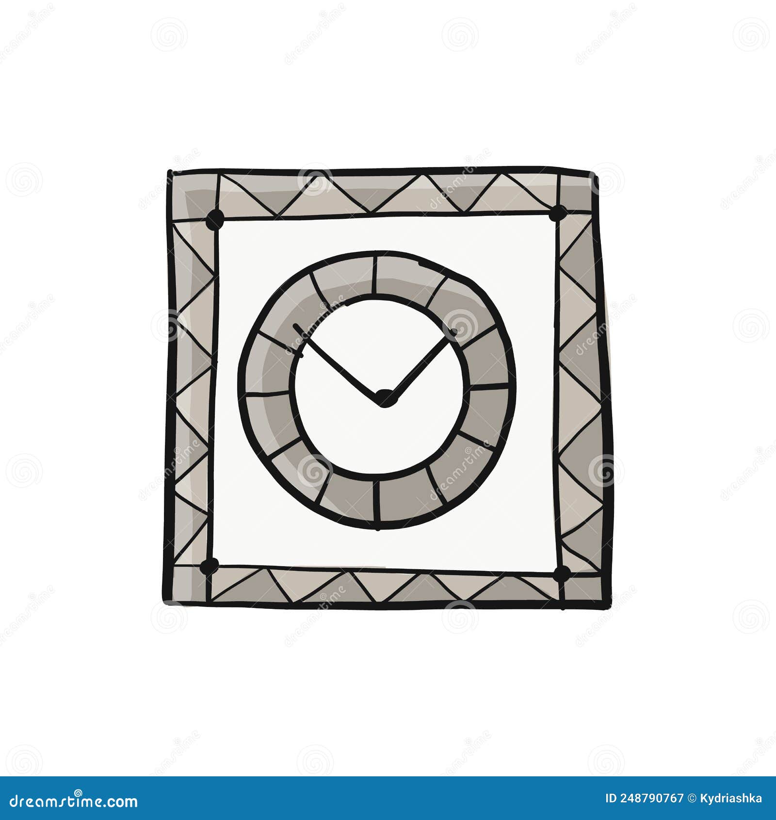 Square Shape Clock Design. Art Icon Isolated on White Stock Vector ...