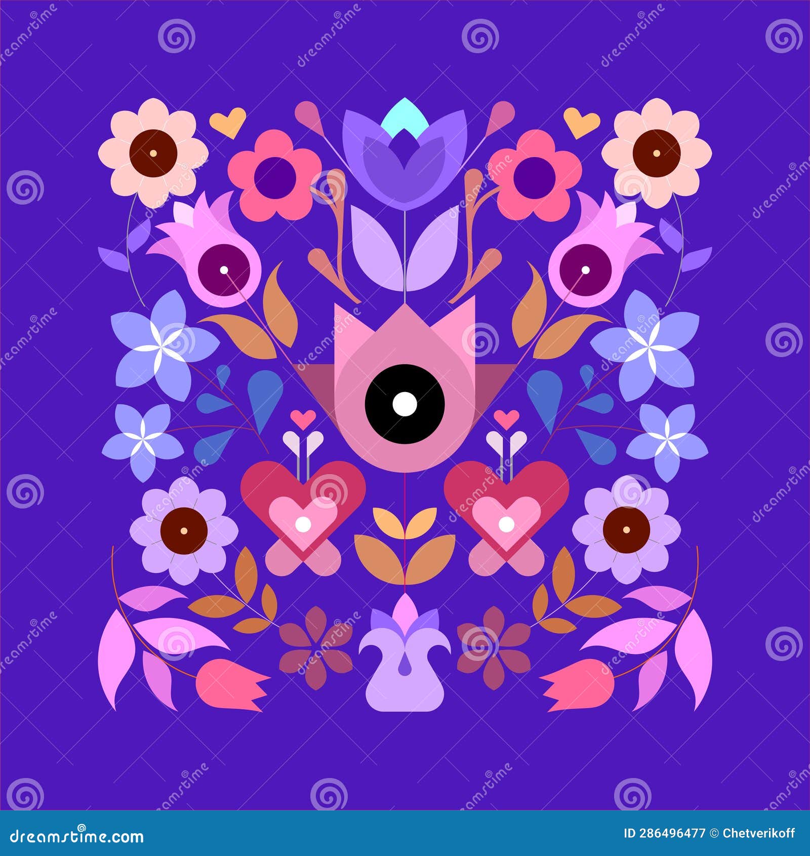 Square Shape Decorative Floral Design Stock Illustration - Illustration ...