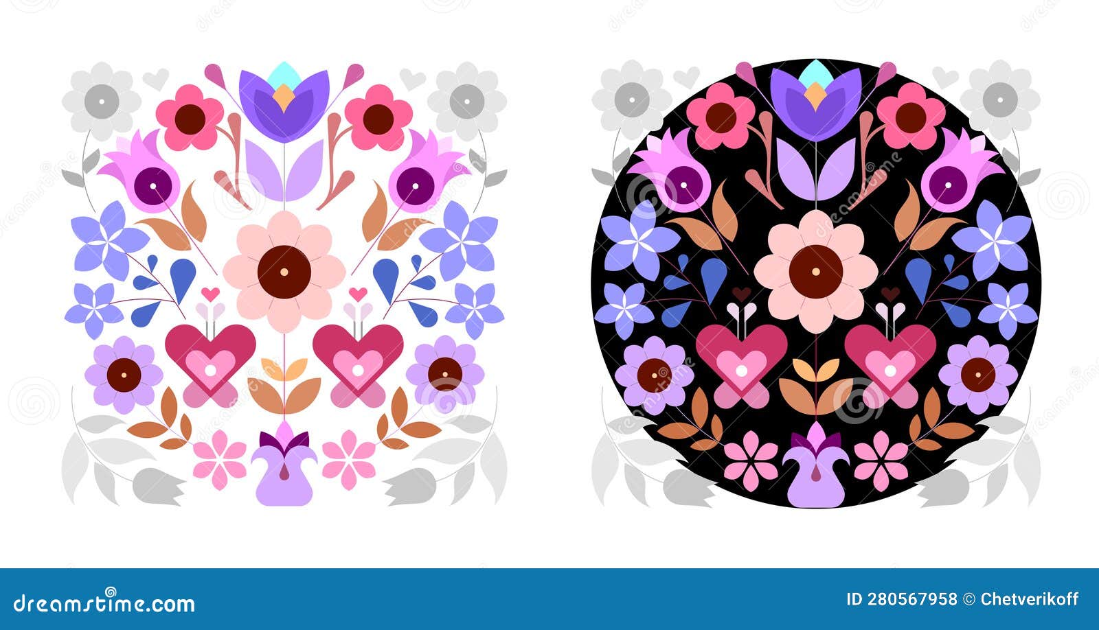 Square Shape Decorative Floral Design Stock Vector - Illustration of ...