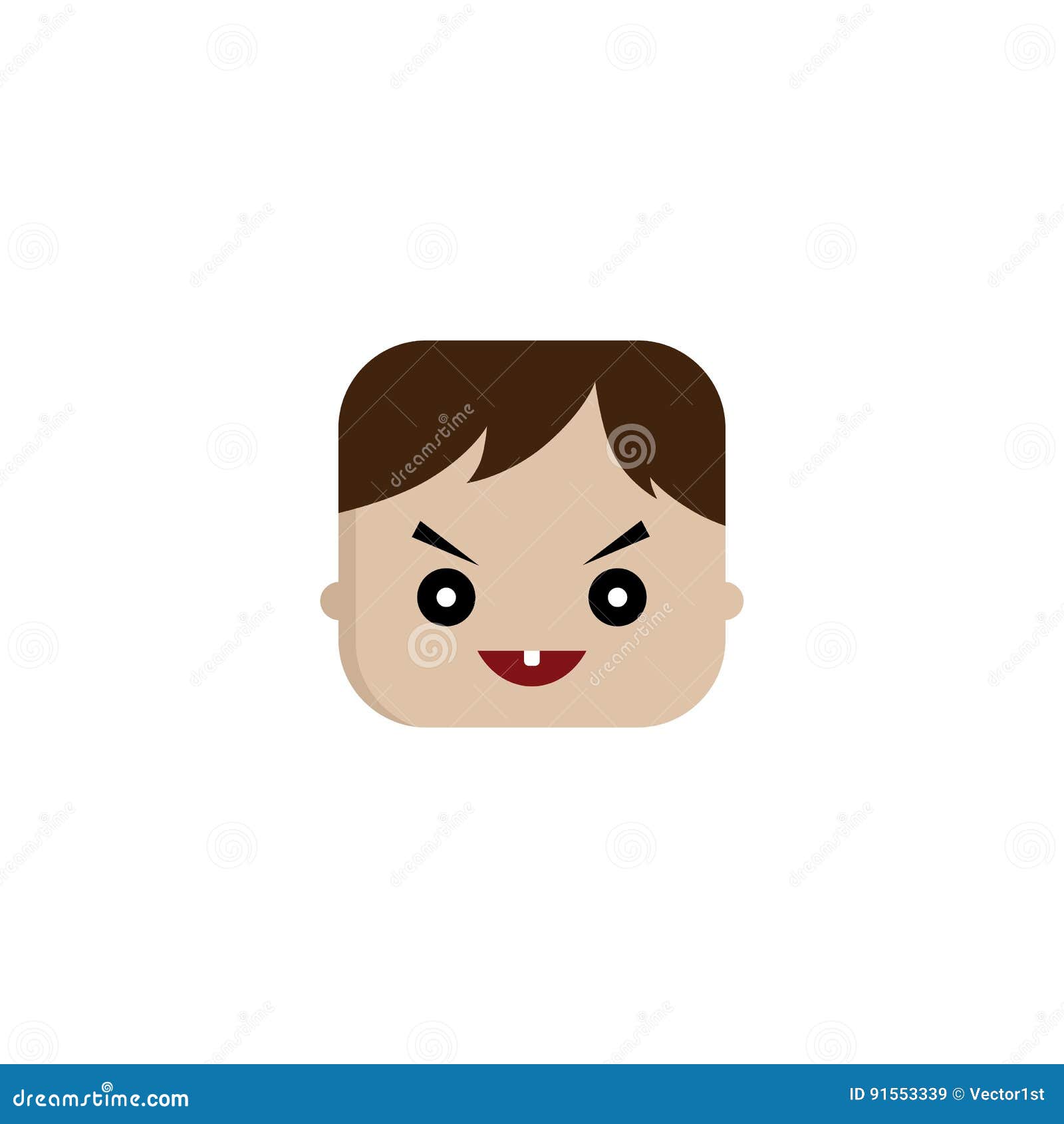 Square Shape Funny Expression Cartoon Head Stock Illustration ...