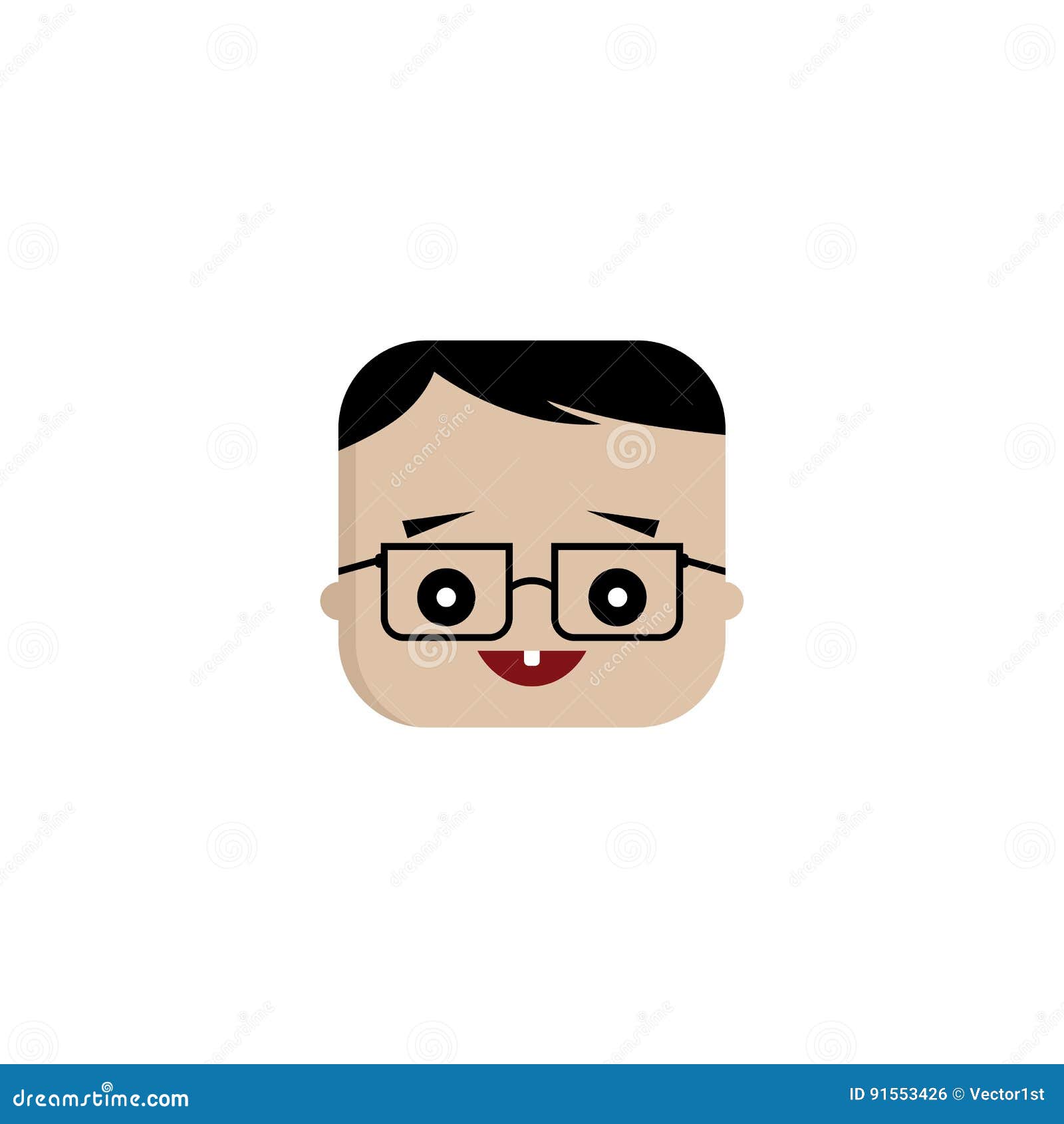 Square Shape Funny Expression Cartoon Head Stock Illustration ...