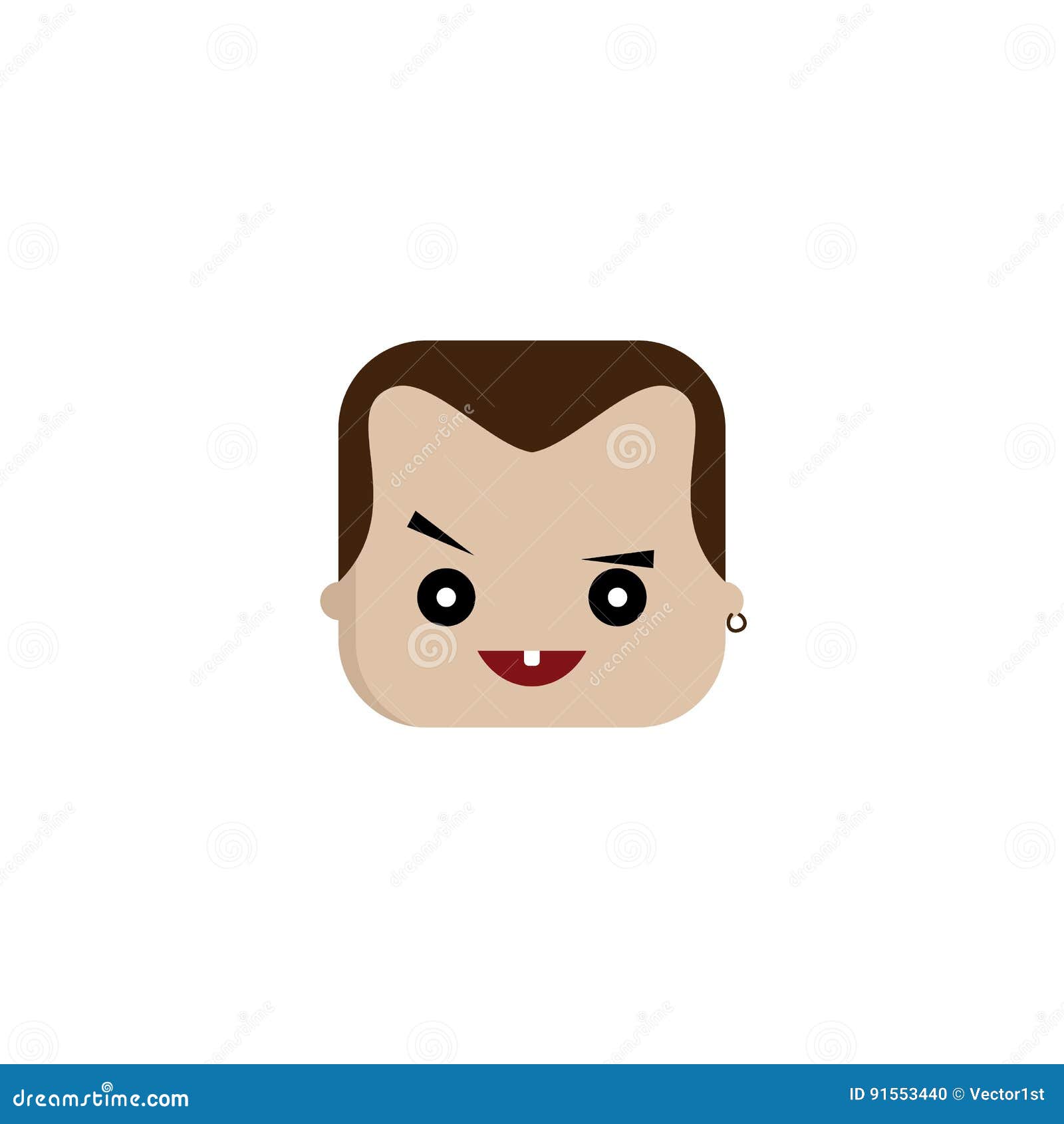 Square Shape Funny Expression Cartoon Head Stock Illustration ...