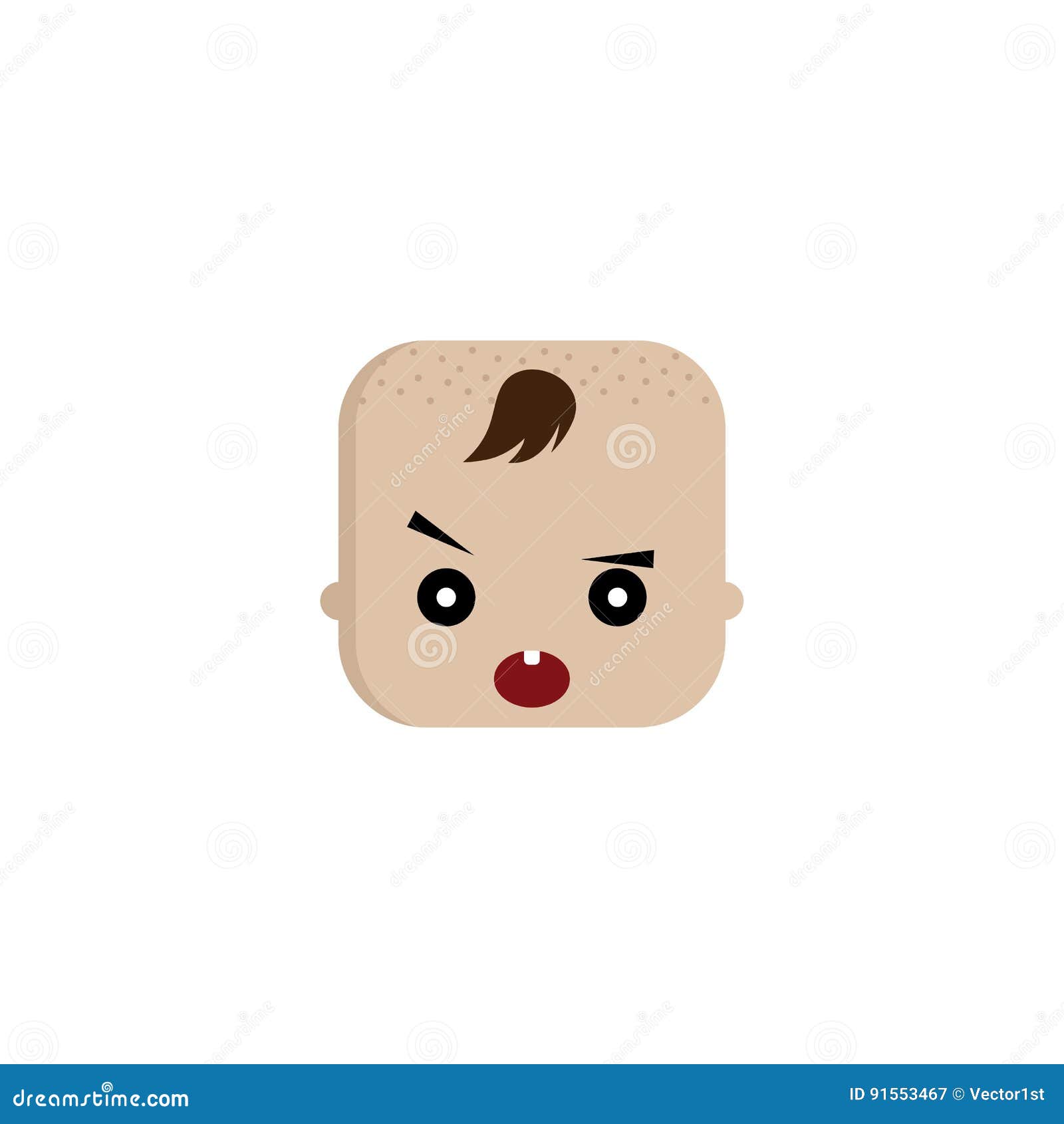 Square Shape Funny Expression Cartoon Head Stock Illustration ...