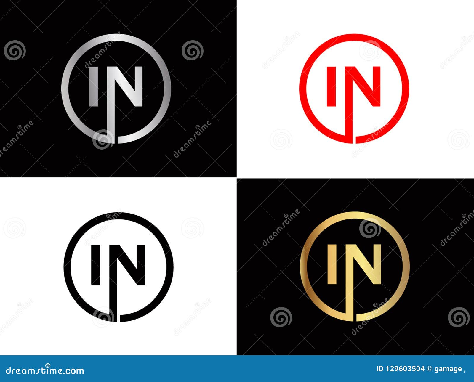 In Square Shape Letter Logo Design in Silver Gold Color Stock Vector ...