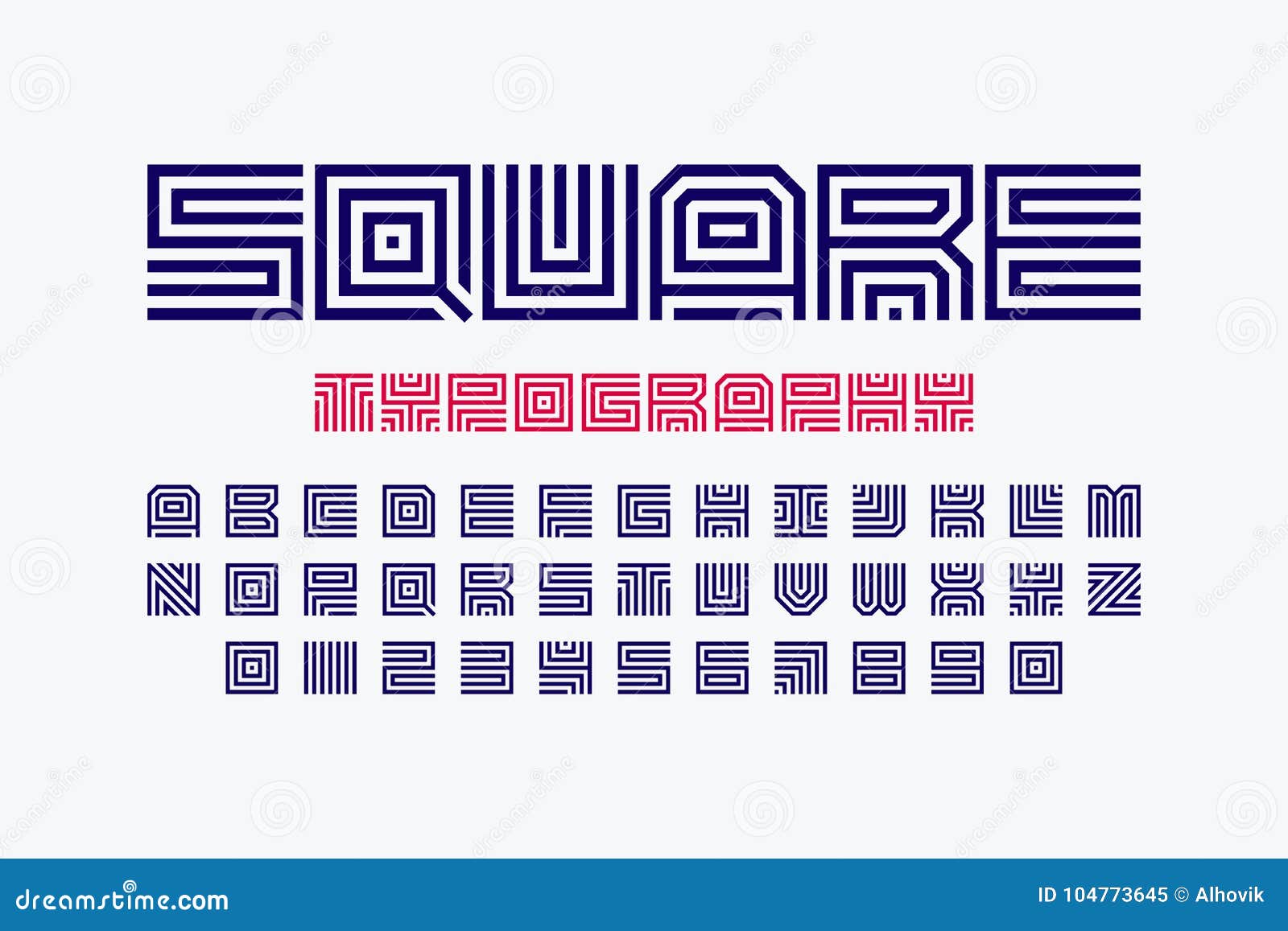 Square Shape Letters Linear Font Stock Vector - Illustration of thin ...