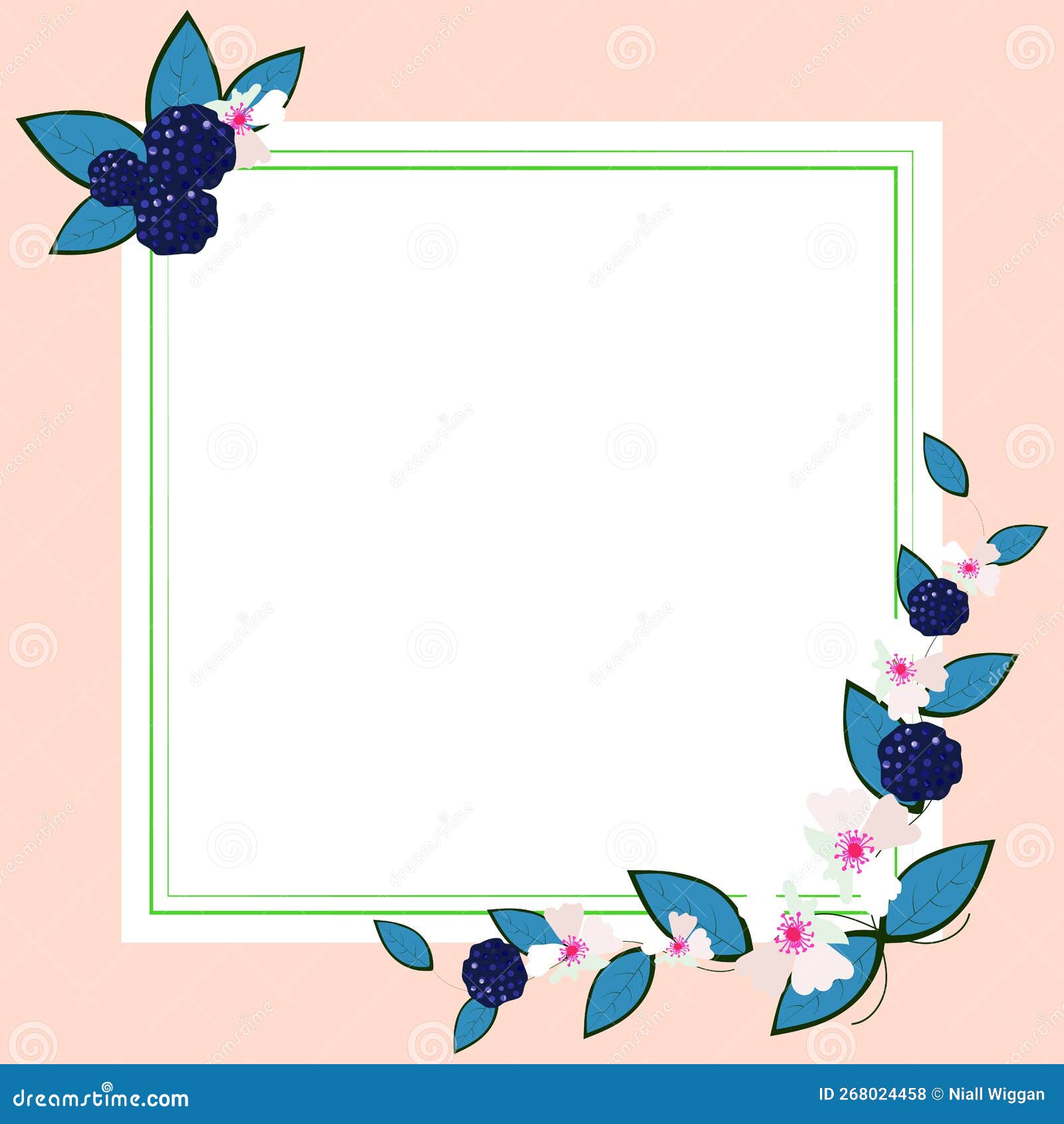 Square Shape Orange Color. Text Frame Surrounded with Assorted Flowers ...