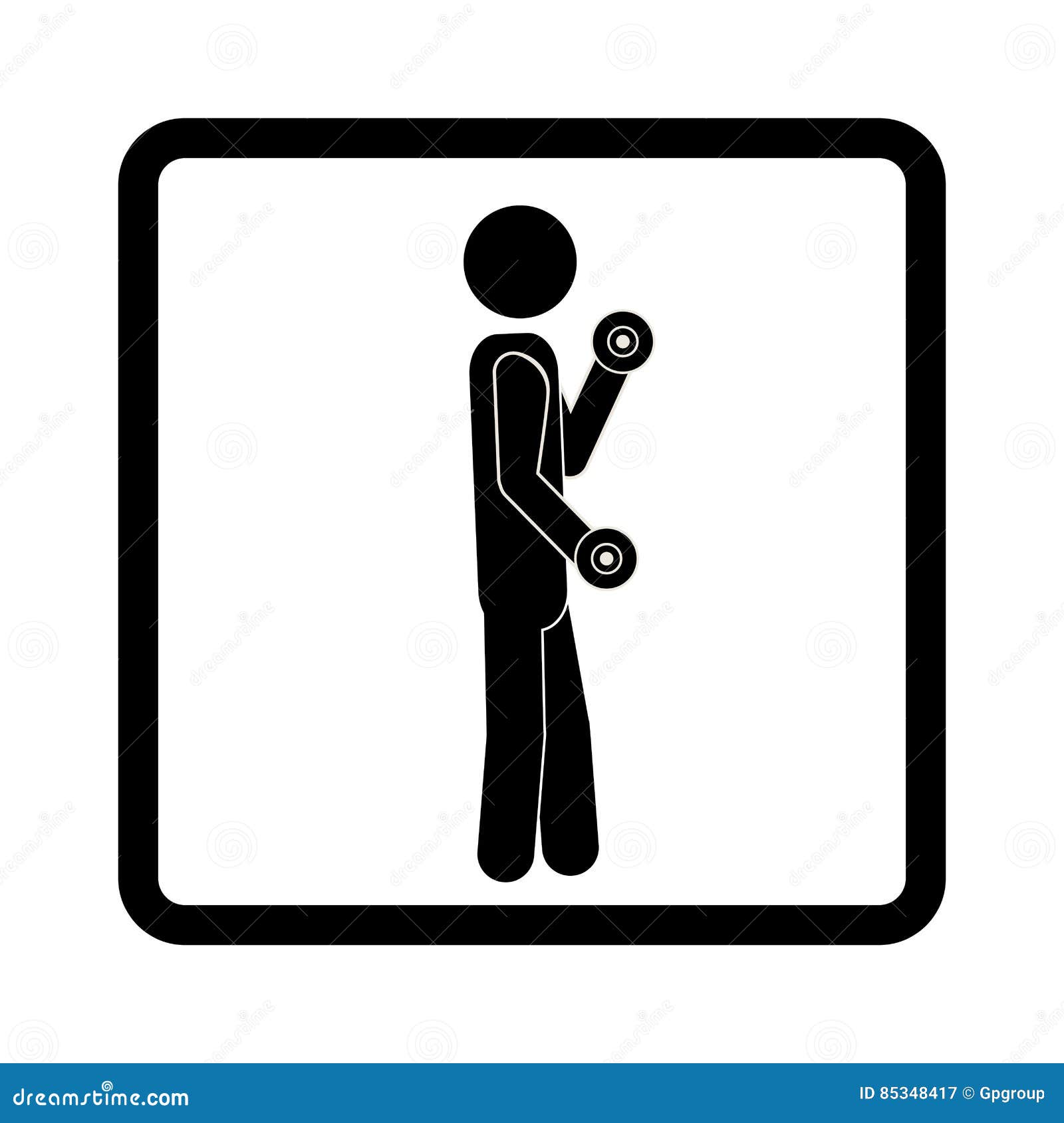 Square Shape Pictogram with Man Lifting a Dumbbell Stock Illustration ...