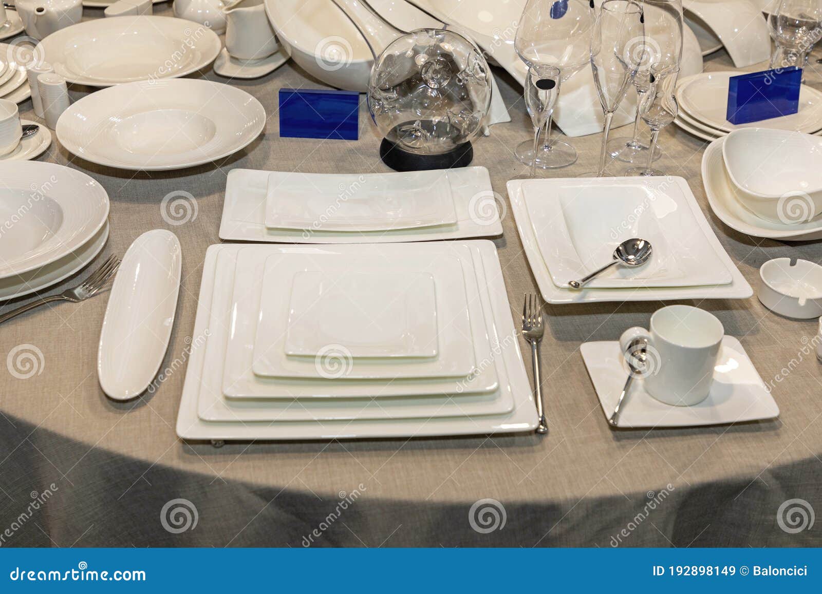 Square Plates Setup stock image. Image of white, dishware - 192898149
