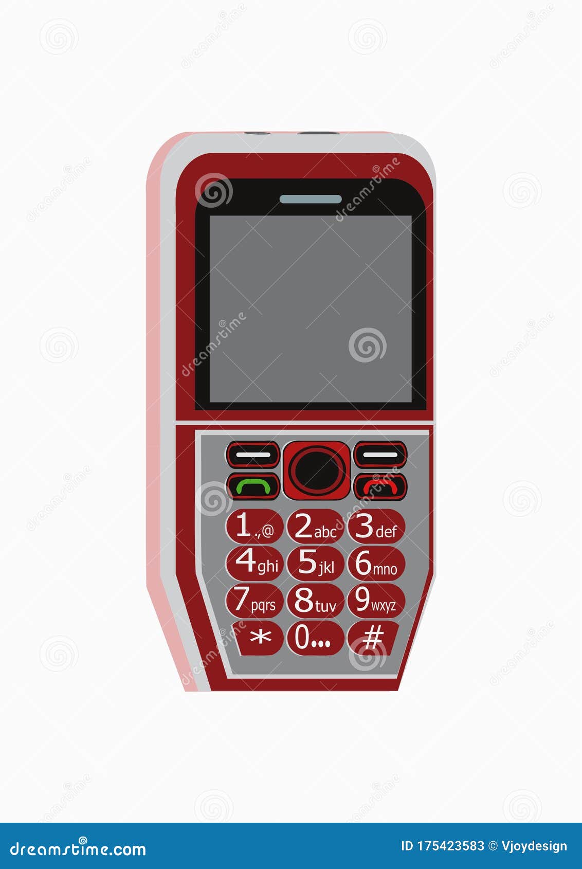 Square Shape Red Mobile Phone Vector Design, Having in Numeric Keypad ...