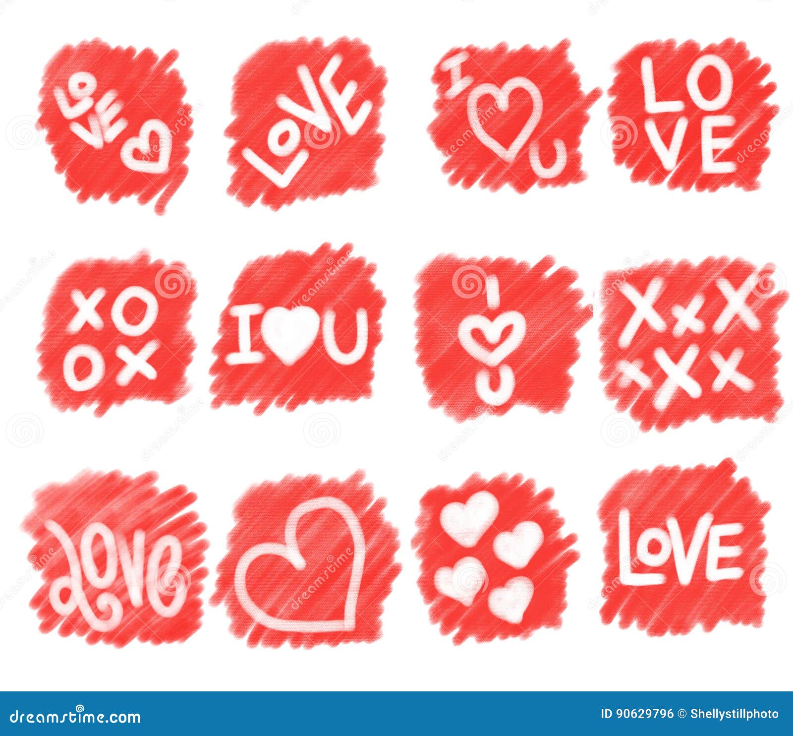 Square Shape Scribble Sketch Love Hearts Stock Illustration ...