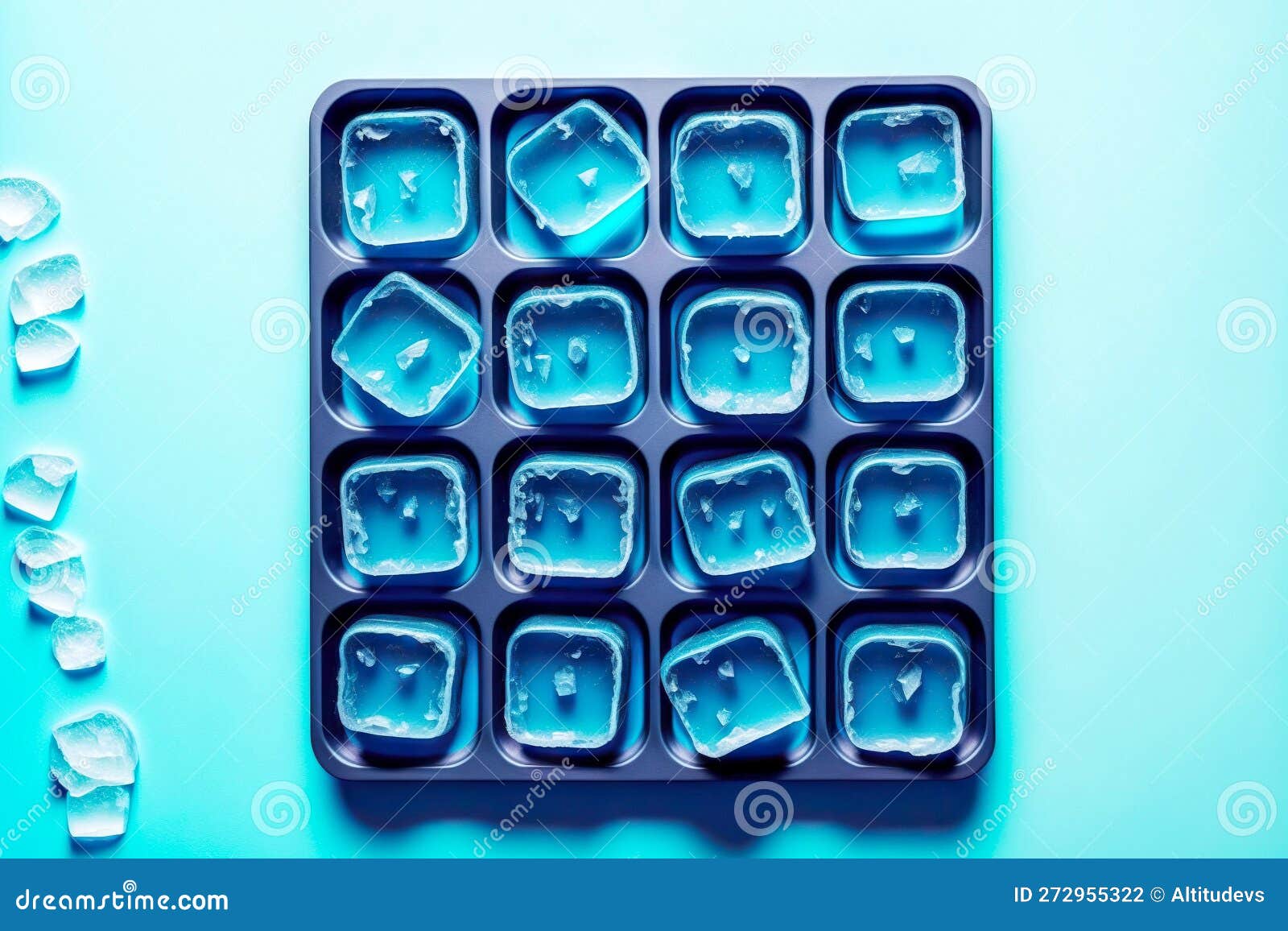 Square Shape with Separate Cells for Freezing Ice Cubes Stock Illustration - Illustration of ...