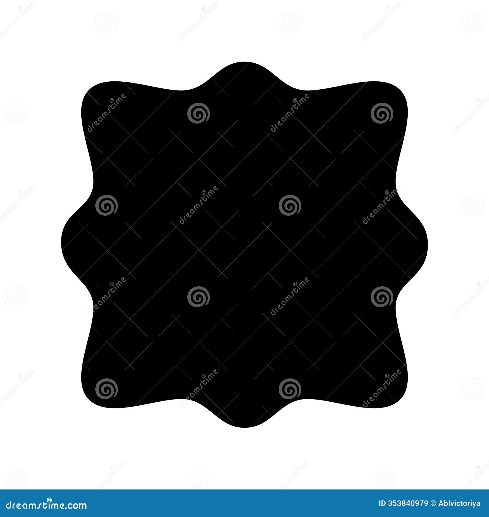 Square Shape with Wavy Edges. Basic Geometric Form with Scallop Borders ...