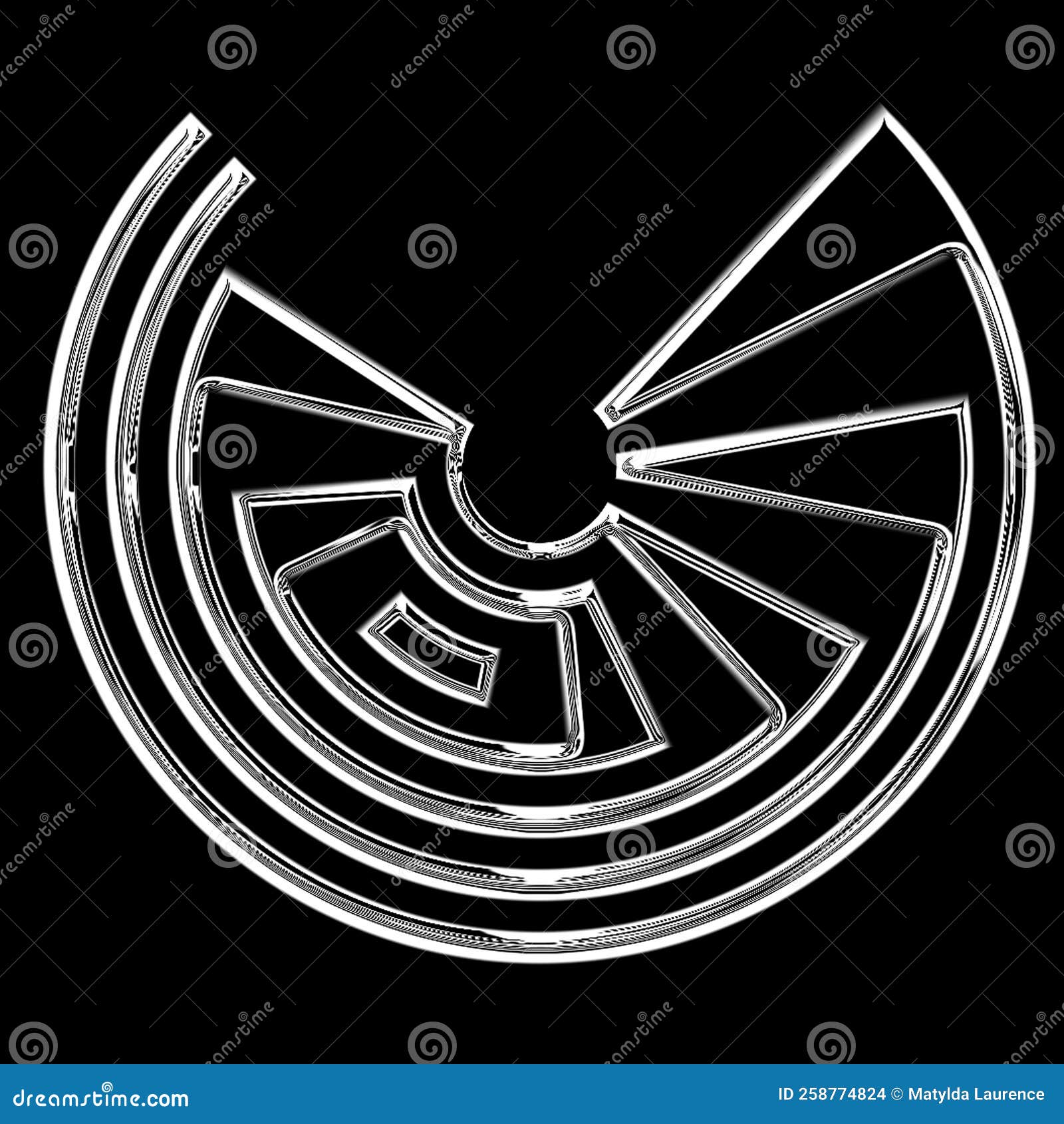 Black White Gray Graphic Design. Circular Shape Disc. Lines and Curves ...