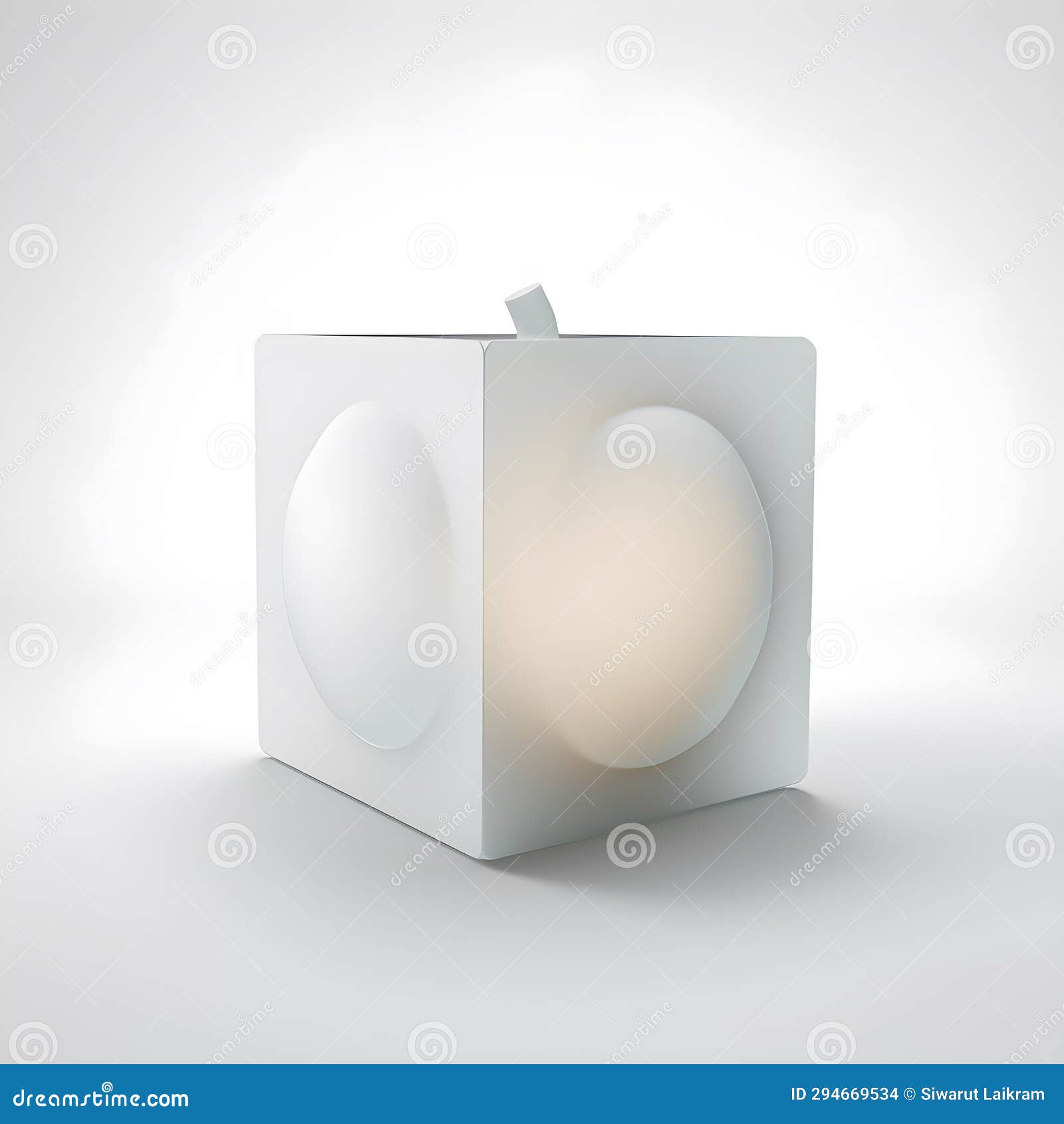 A Square Shaped Box with Lights Inside on a Soft White Background ...