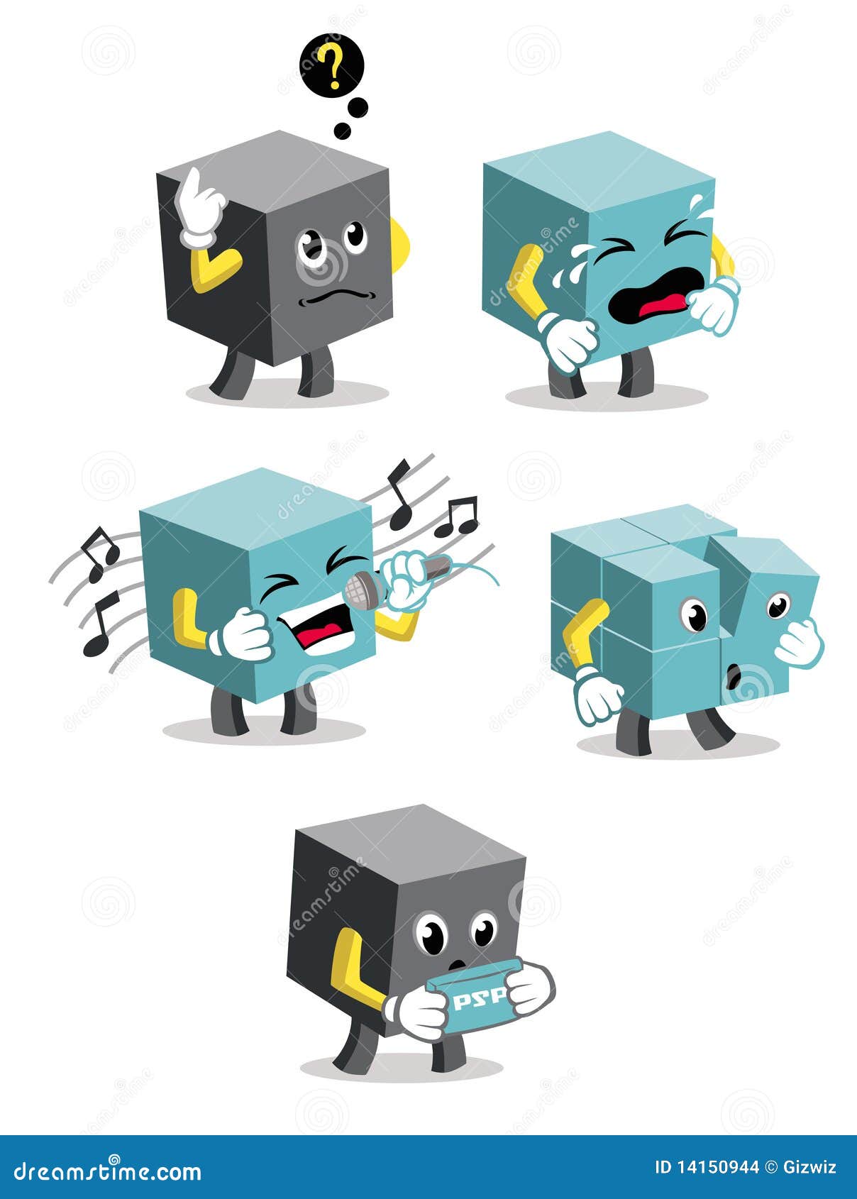 Square-Shaped Cartoons stock illustration. Illustration of action ...