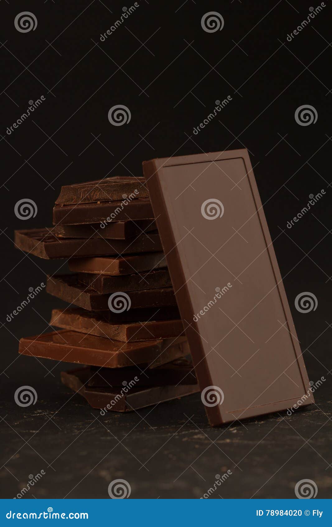Square Shaped Chocolate Pieces on Dark Background Stock Photo - Image ...