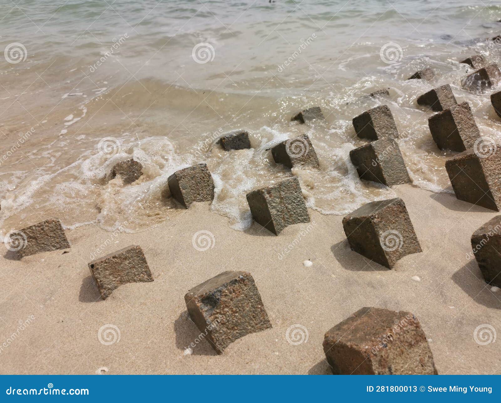 Square-shaped Concrete Coastal Wave Blocker by the Seaside Stock Image ...