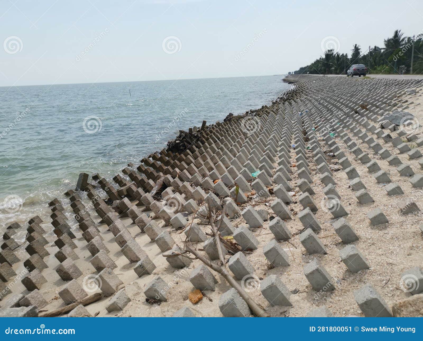 Square-shaped Concrete Coastal Wave Blocker by the Seaside Stock Image ...
