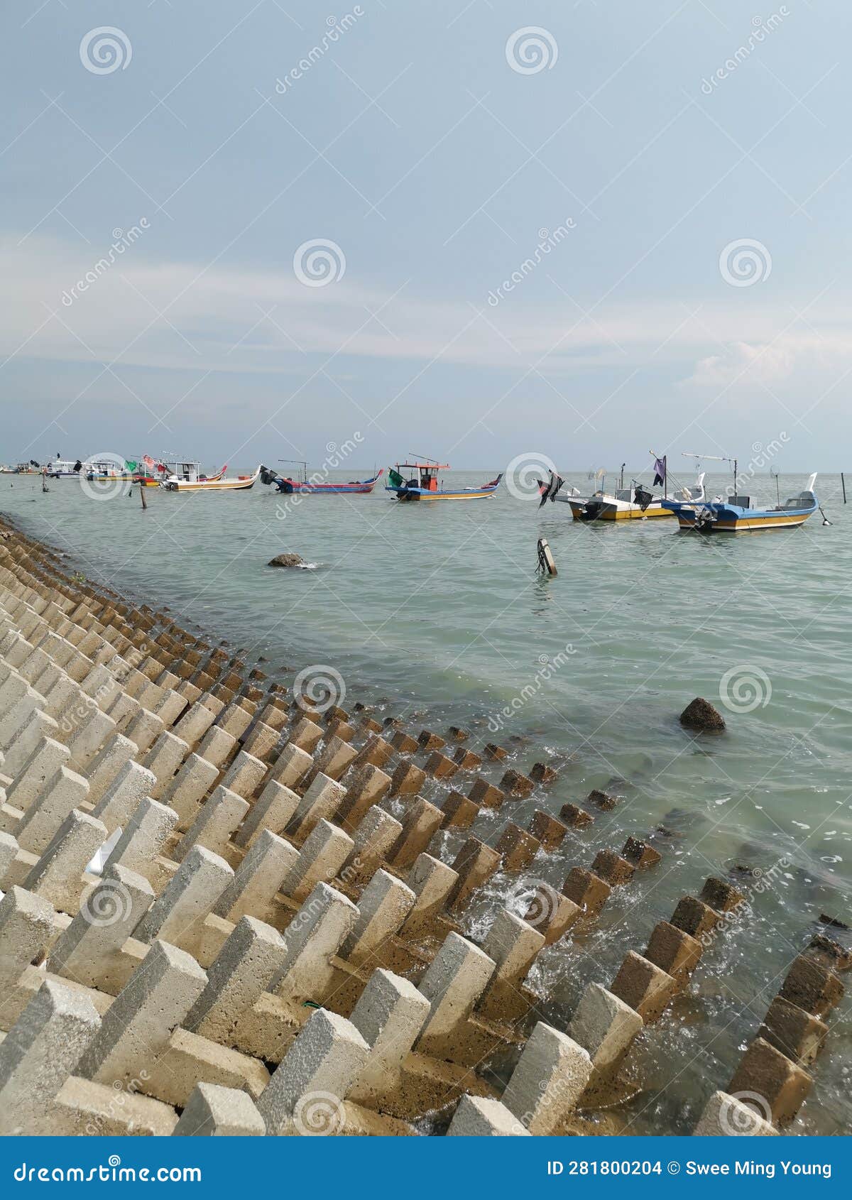 Square-shaped Concrete Coastal Wave Blocker by the Seaside Stock Photo ...