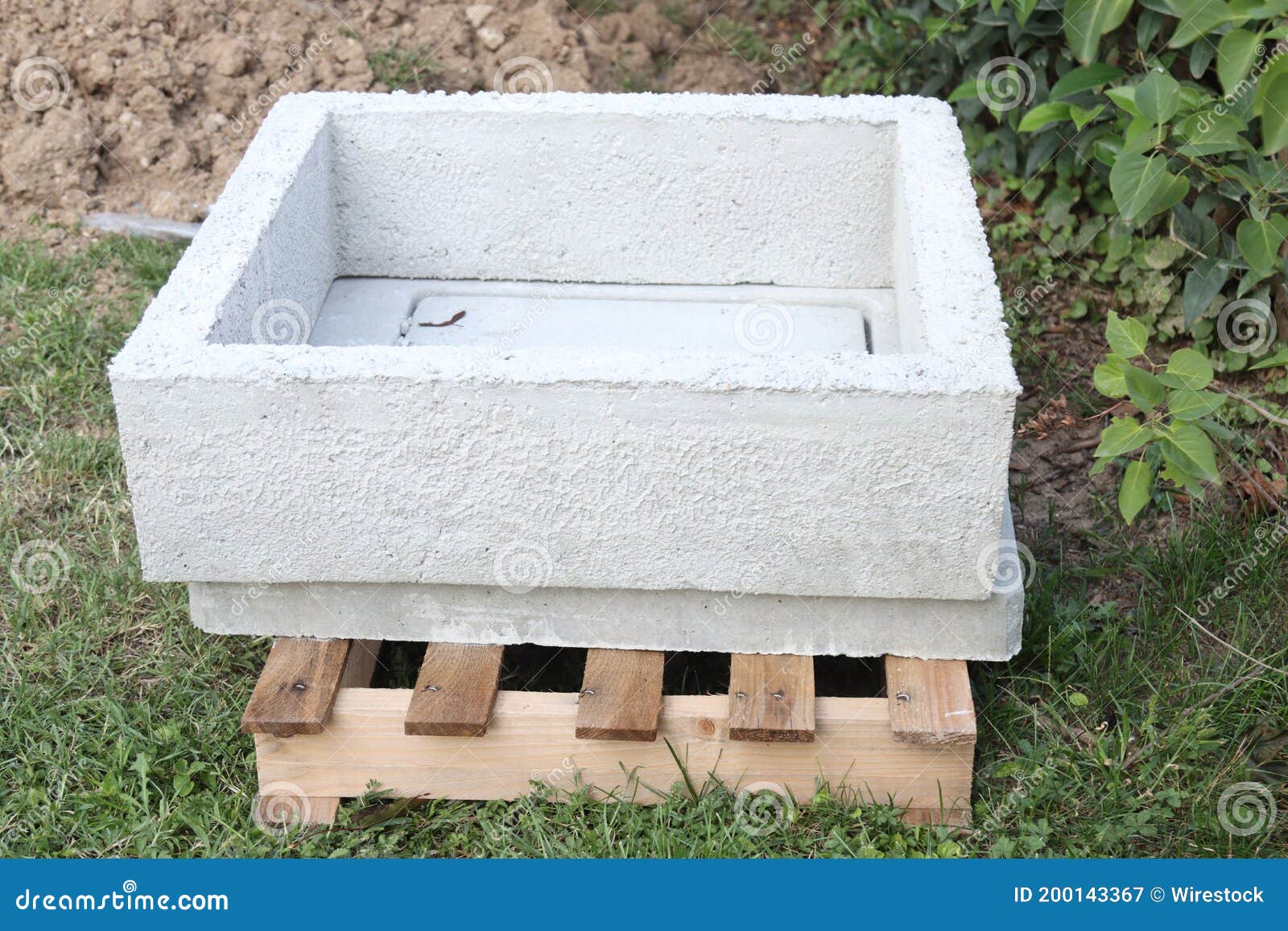 Square-shaped Concrete Manhole Extension Outdoors Stock Image - Image ...
