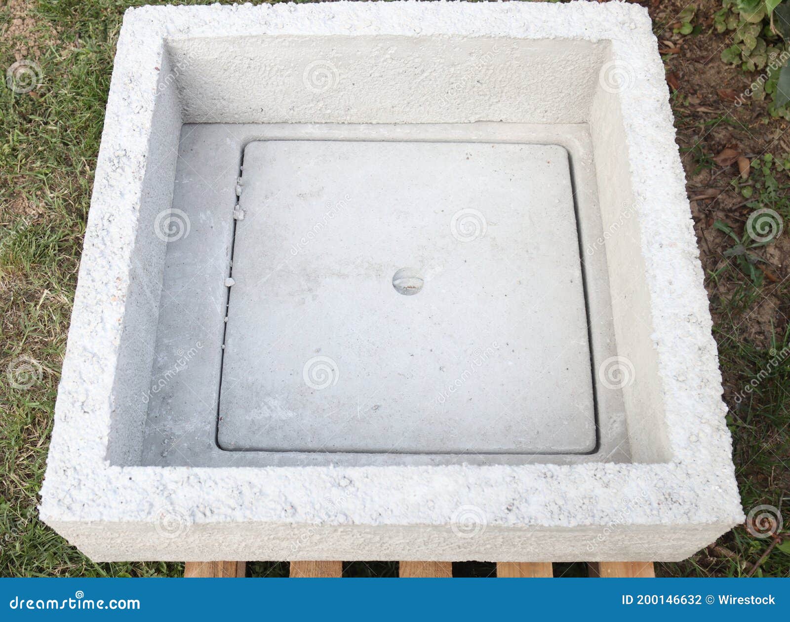 Square-shaped Concrete Manhole Extension Outdoors Stock Photo - Image ...
