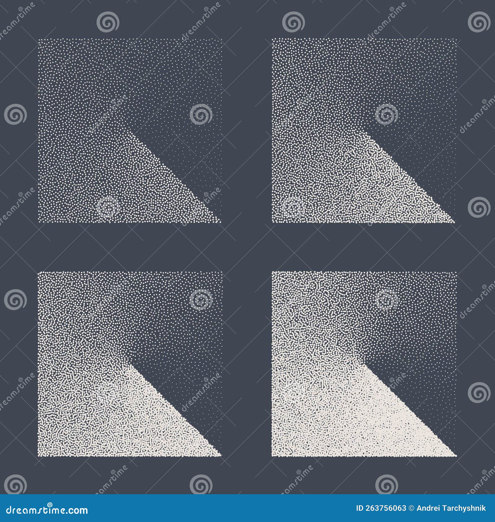 Square Shaped Dotted Objects, Stipple Elements. Fading Gradient ...