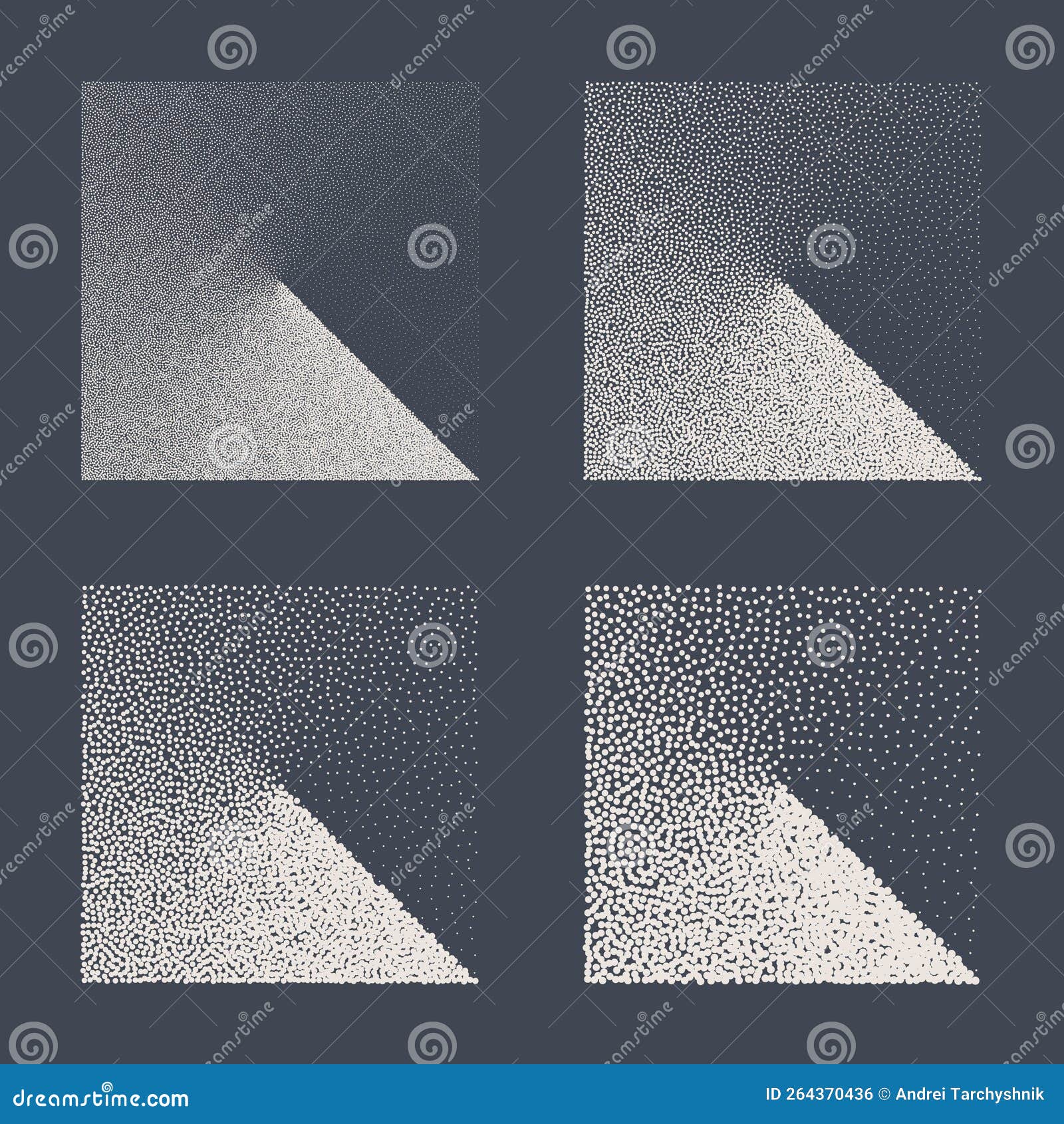 Square Shaped Dotted Objects, Stipple Elements. Fading Gradient ...