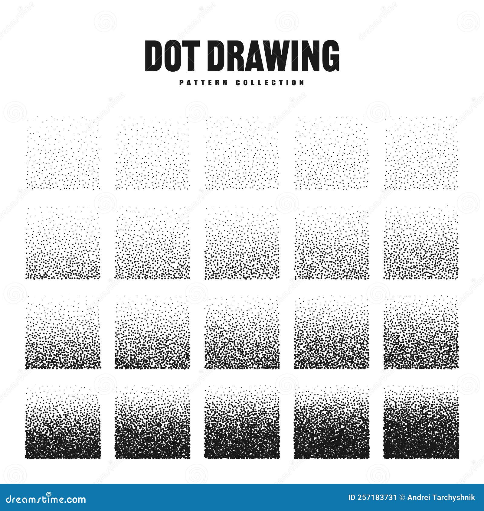 Square Shaped Dotted Objects, Stipple Elements. Stippling, Dotwork ...